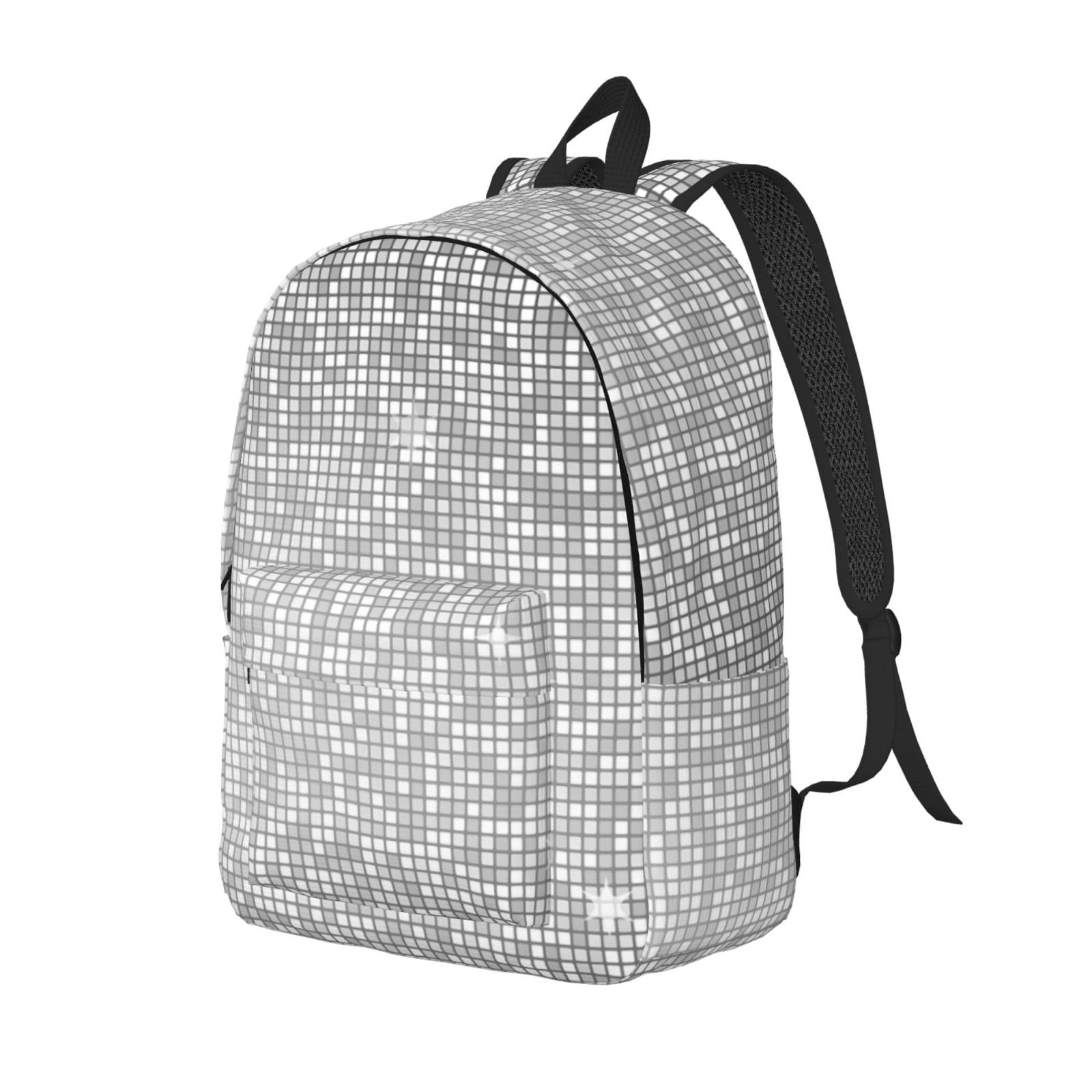Yiaed Silver Mosaic Print Laptop Backpack Travel Canvas Backpack ...