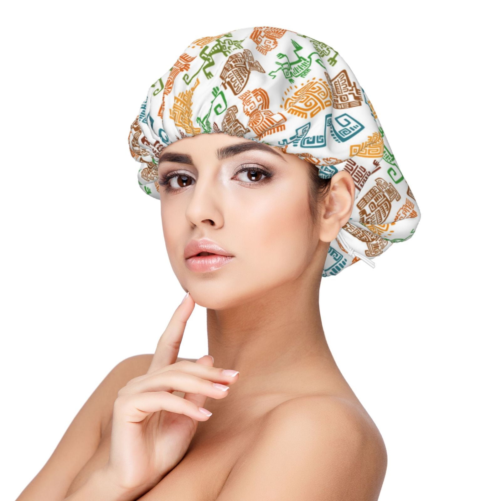 Yiaed Simple Drawing Print Satin Bonnet Silk Bonnet Hair Bonnet for ...