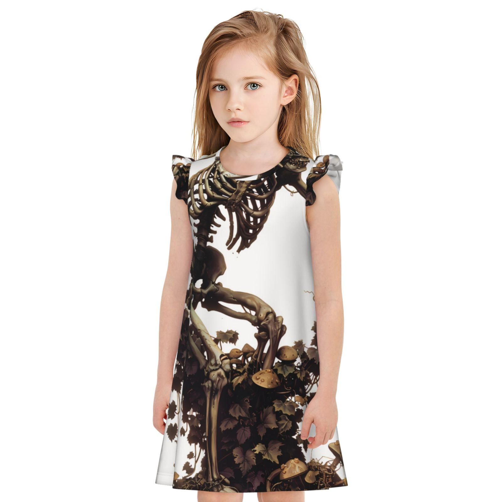 Yiaed Skeleton Dance with Mushrooms Print Girls Nightgowns, Princess ...