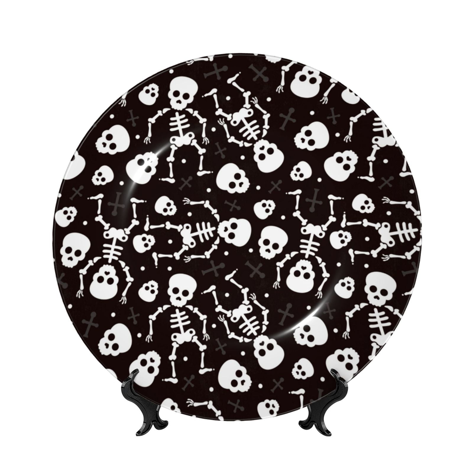 Yiaed Skeleton Print Bone China Decorative Plate Ceramic Dinner Plates ...