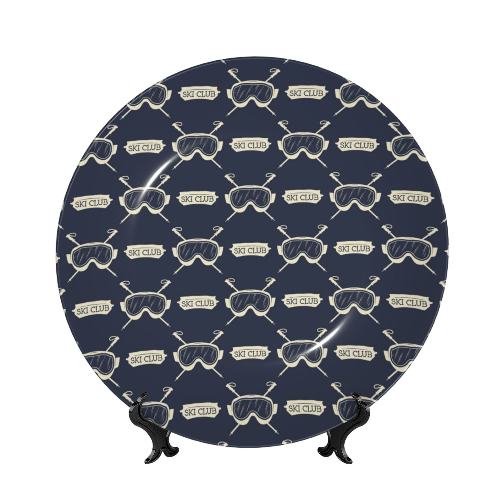 Yiaed Ski Goggles Vintage Print Print Bone China Decorative Plate ...