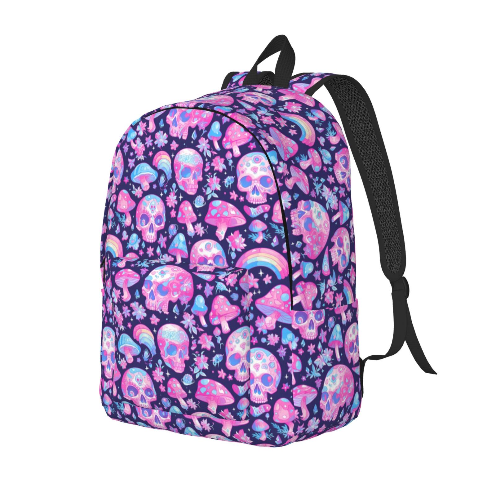 Yiaed Skull Rainbow Mushroom Print Print Laptop Backpack Travel Canvas ...