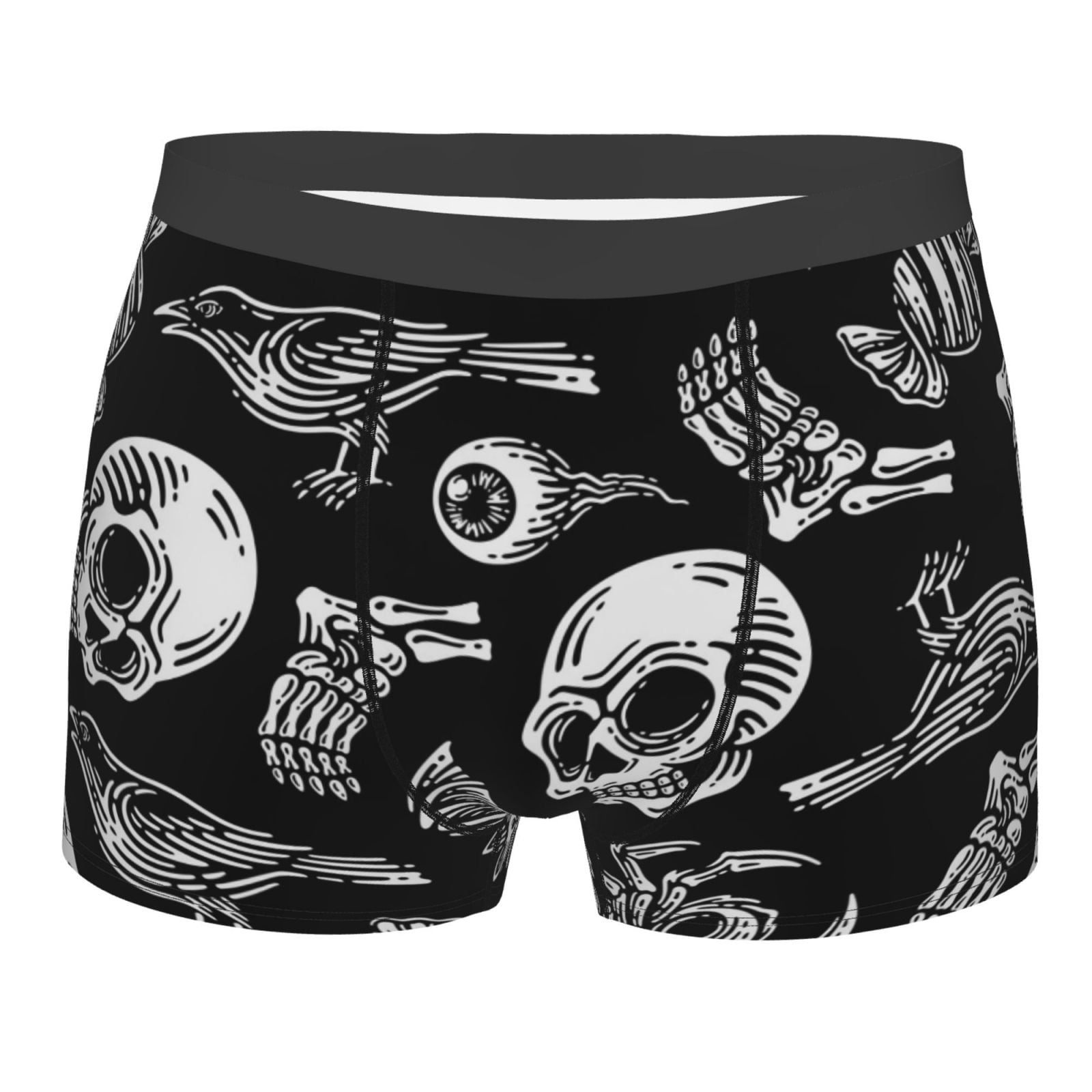 Yiaed Skull bird bat spider Print Men's Soft Cotton Boxer Shorts ...
