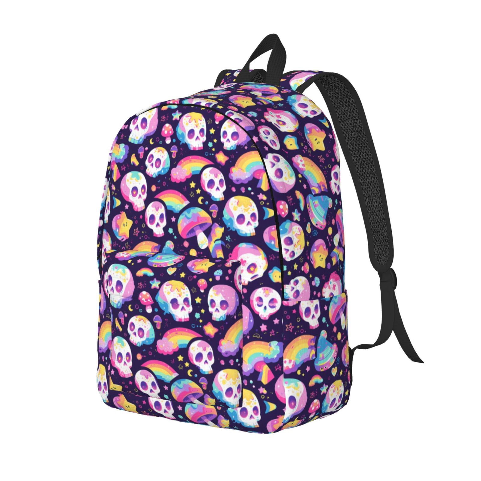 Yiaed Skull colorful mushroom rainbow Print Print Laptop Backpack ...