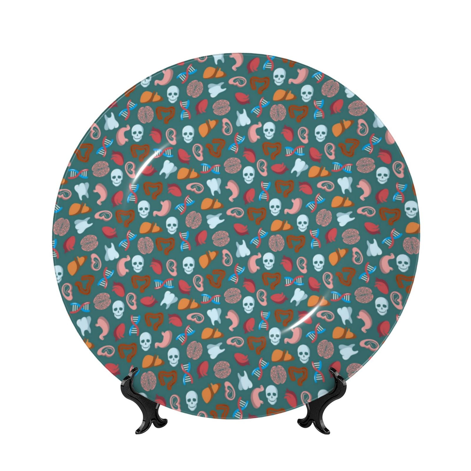 Yiaed Skull cute organ Print Bone China Decorative Plate Ceramic Dinner ...