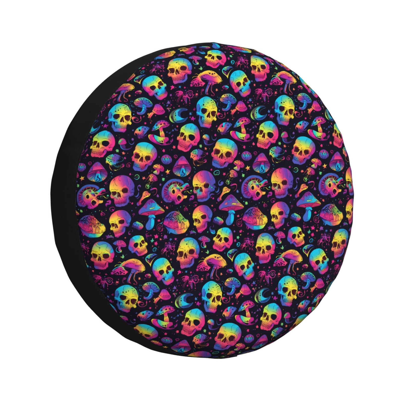 Yiaed Skull mushroom rainbow color Print Tire Wheel Cover, Waterproof ...
