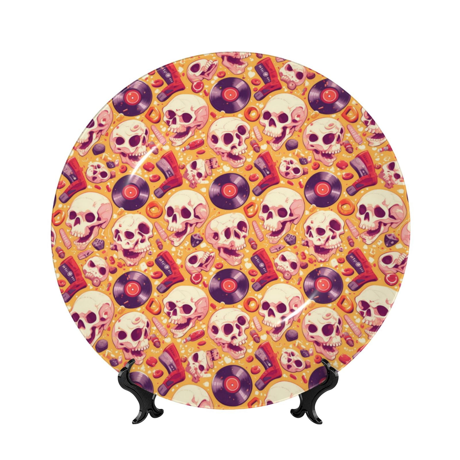 Yiaed Skull rock record Print Bone China Decorative Plate Ceramic ...