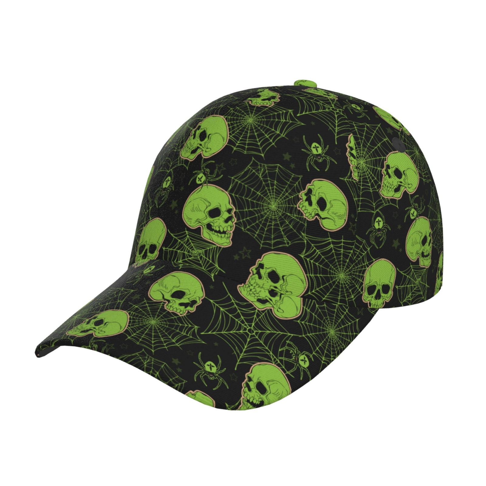 Yiaed Skulls And Cobwebs Print Cap Adjustable Size for Running Workouts ...