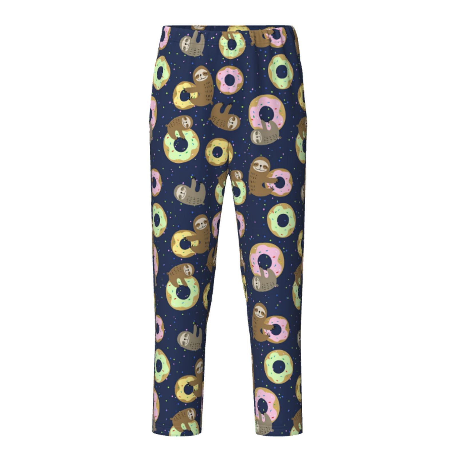 Yiaed Sloth with Donuts Print Teenagers' Lounge Pants, Loose PJ Bottoms ...