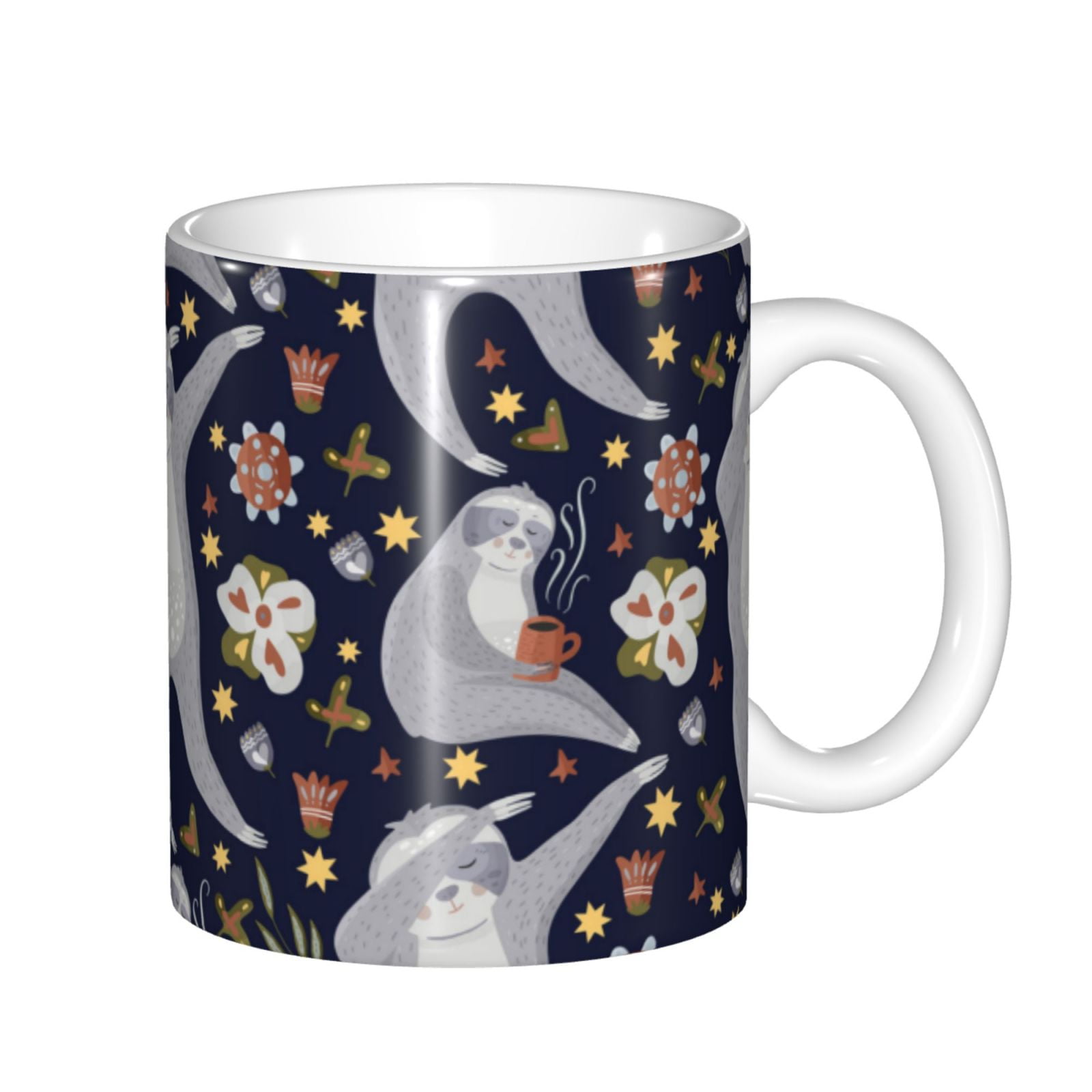 Yiaed Sloths Dancing Print Ceramics Coffee,Large Handle Design,Extra ...
