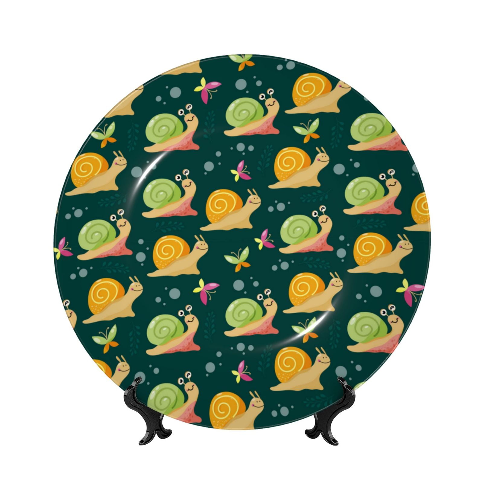 Yiaed Snails And Butterfies Print Bone China Decorative Plate Ceramic ...