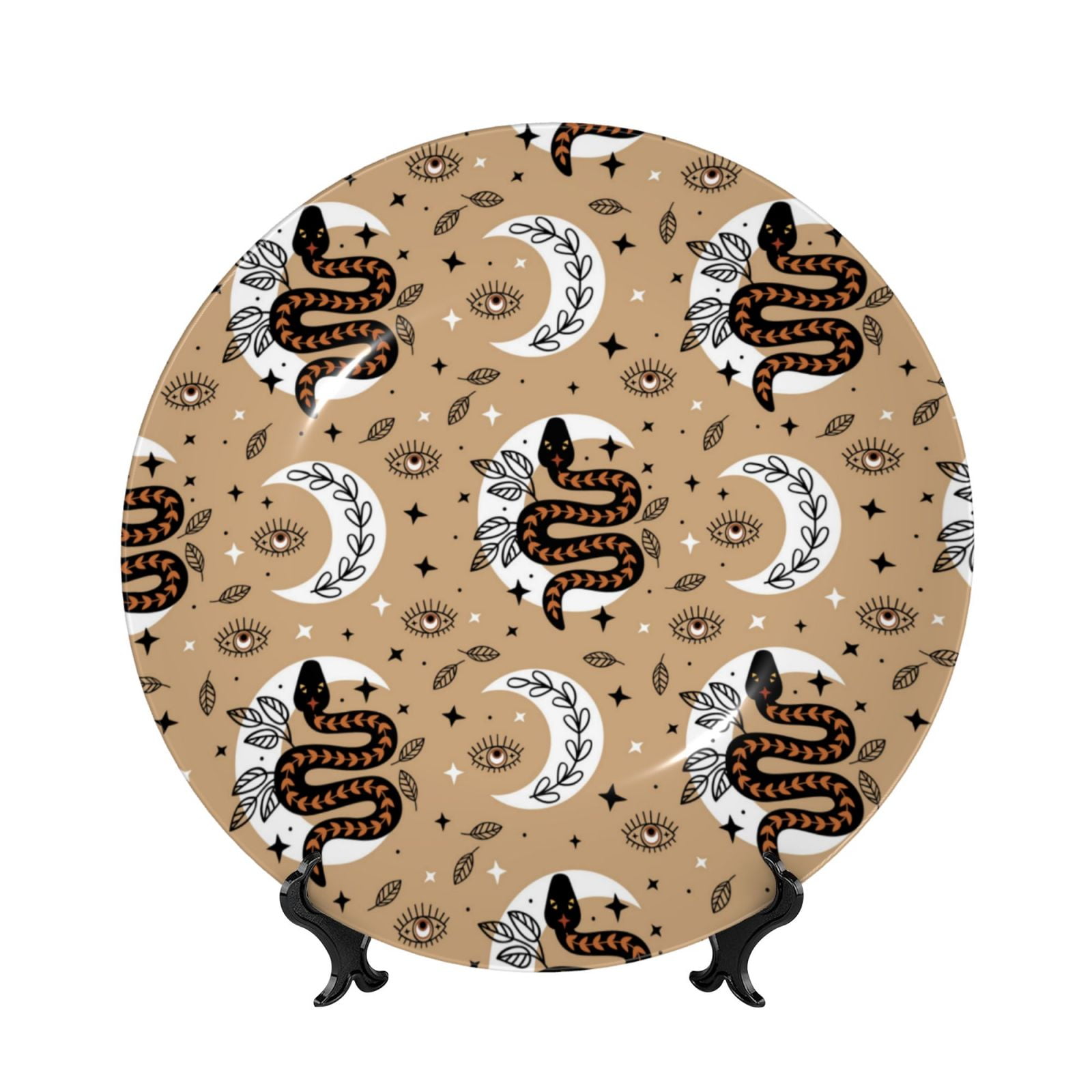 Yiaed Snake And Flower Print Bone China Decorative Plate Ceramic Dinner ...