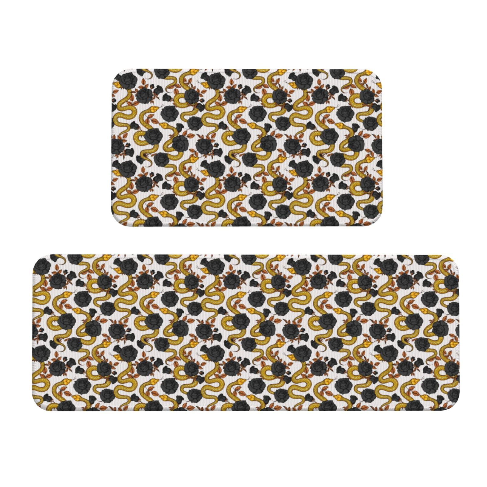 Yiaed Snake And Rose Kitchen Rugs Sets of 2 Kitchen Mats Cushioned Anti ...