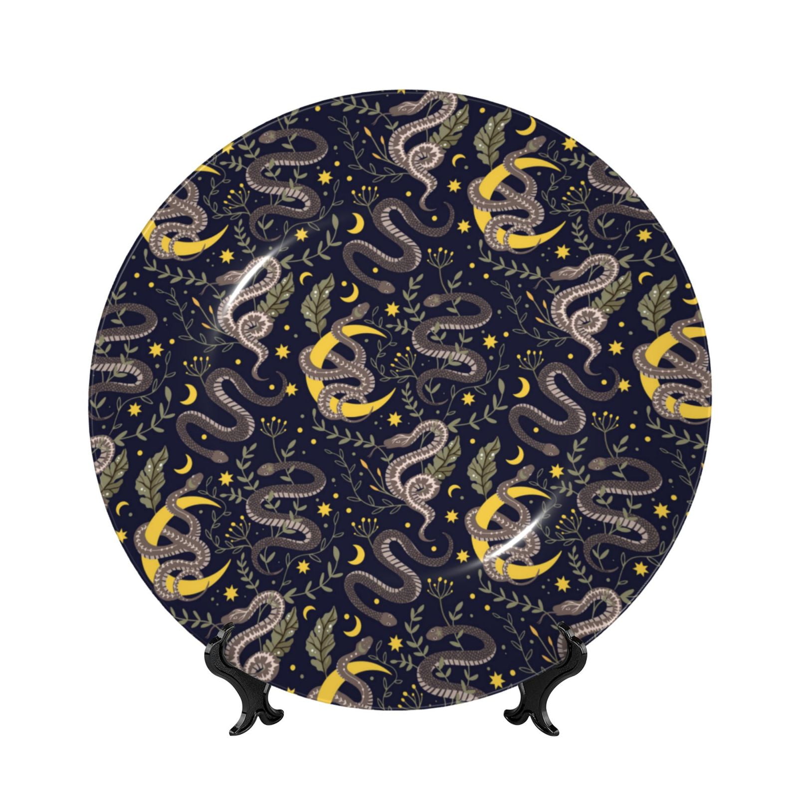 Yiaed Snake Sleep Print Bone China Decorative Plate Ceramic Dinner ...