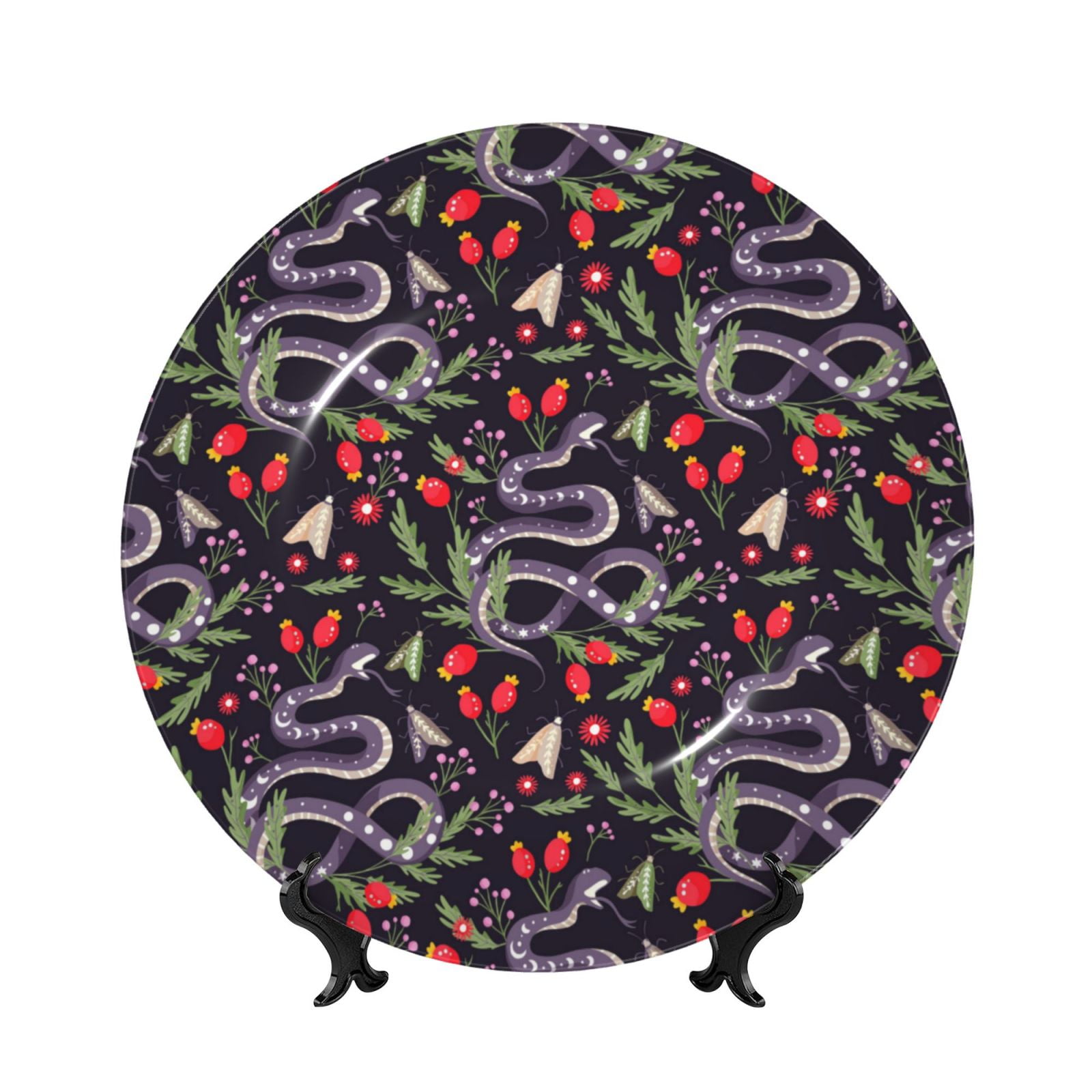 Yiaed Snakes And Snake Fruit Print Bone China Decorative Plate Ceramic ...