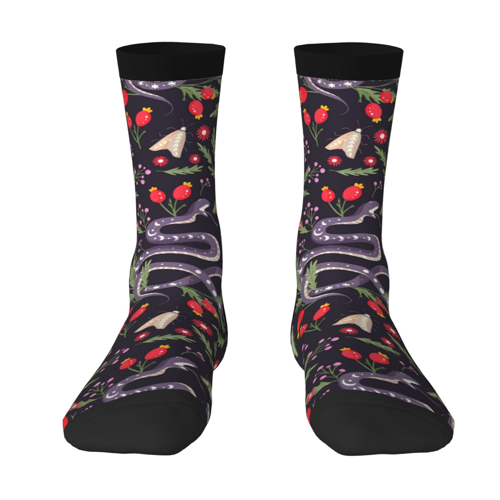 Yiaed Snakes And Snake Fruit Print Great elasticity Crew Socks Sports ...