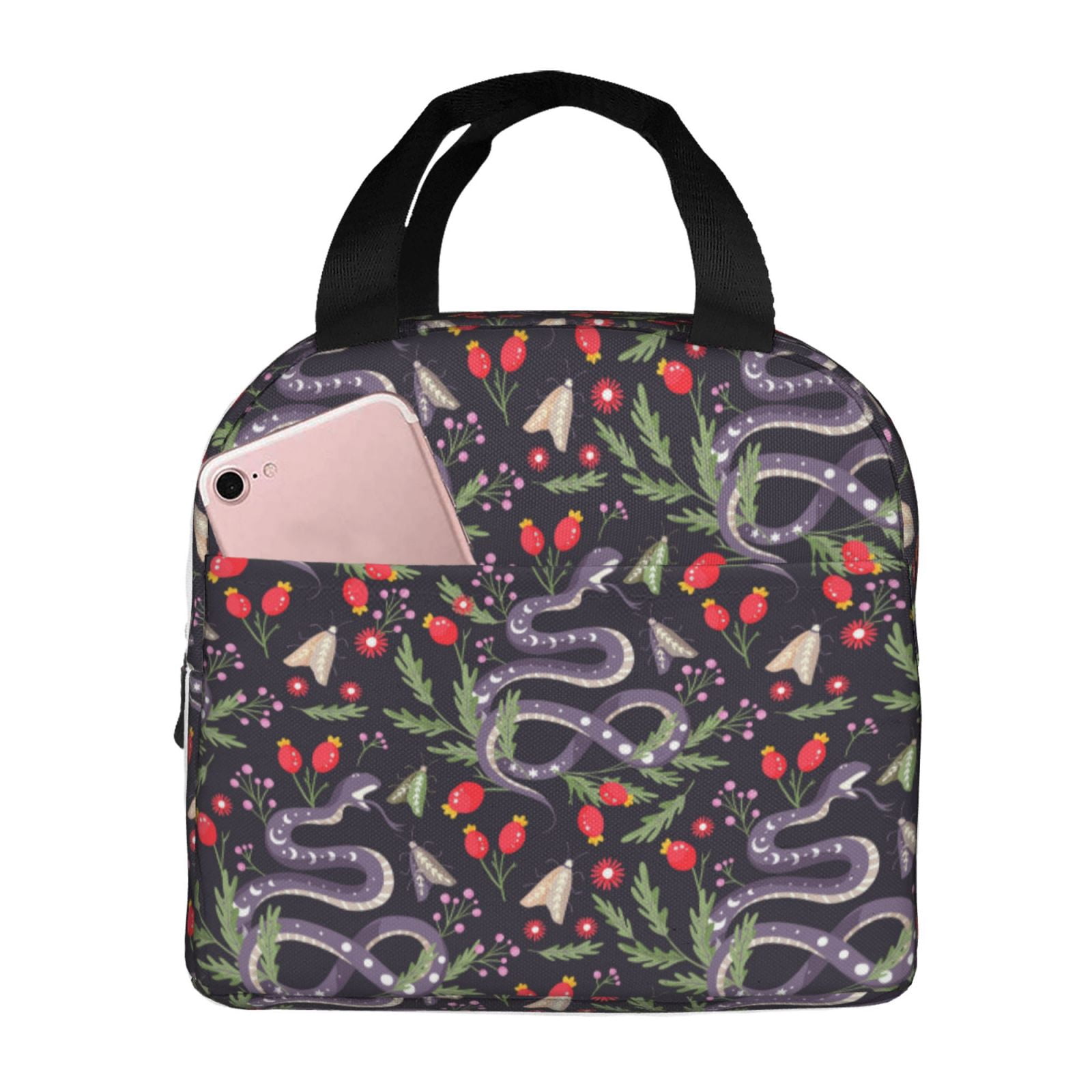 Yiaed Snakes And Snake Fruit Print Insulated Lunch Bag Reusable Cute ...