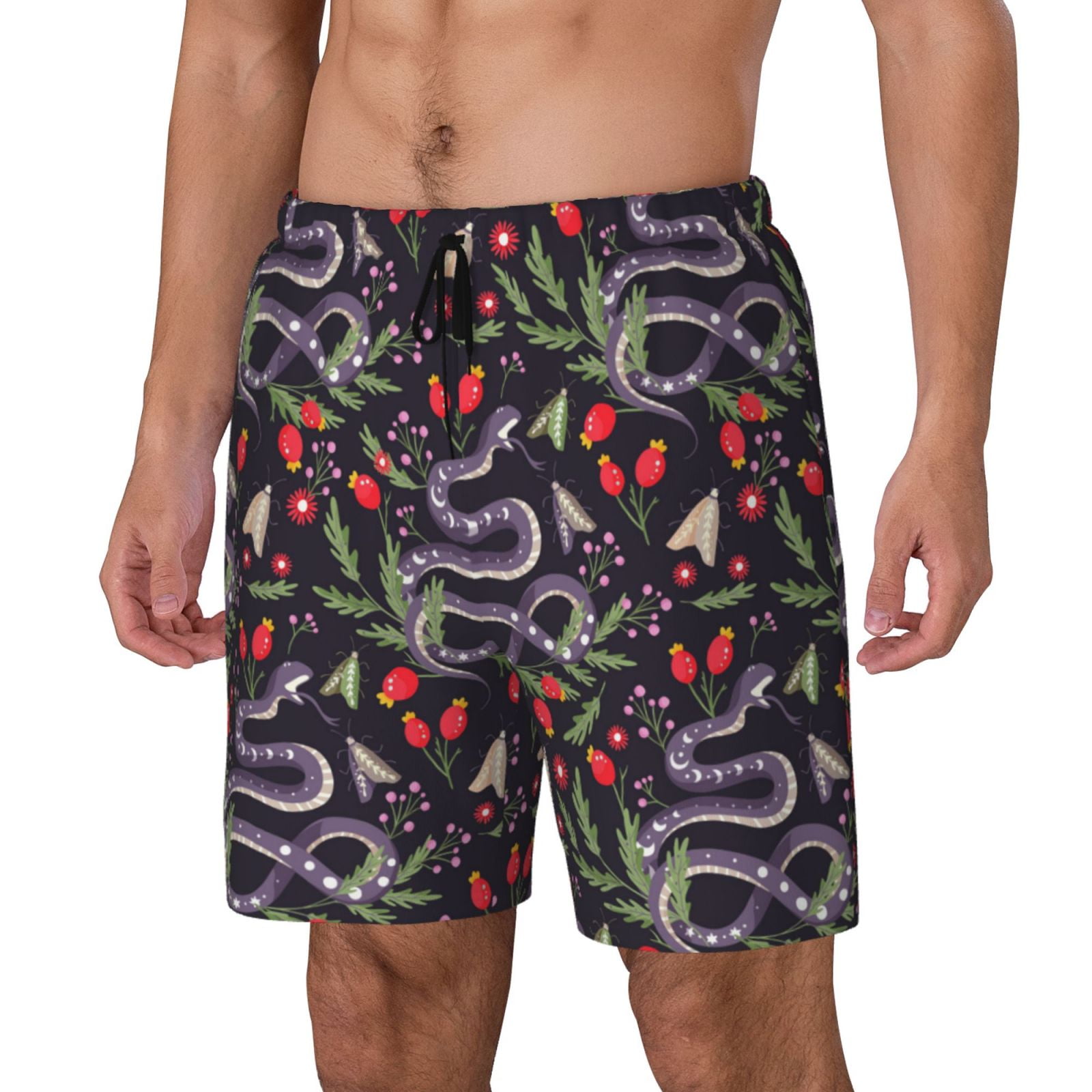 Yiaed Snakes And Snake Fruit Print Mens Swim Trunks Bathing Suit ...