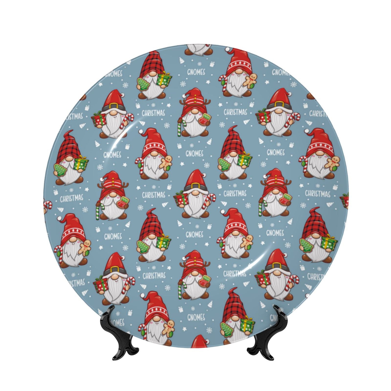 Yiaed Snowflake Christmas gnome Print Bone China Decorative Plate ...