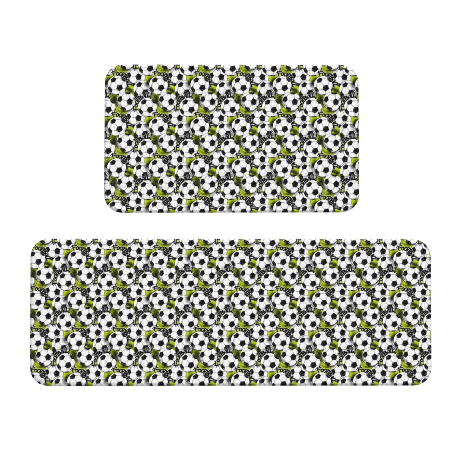 Yiaed Soccer and Football Kitchen Rugs Sets of 2 Kitchen Mats Cushioned ...