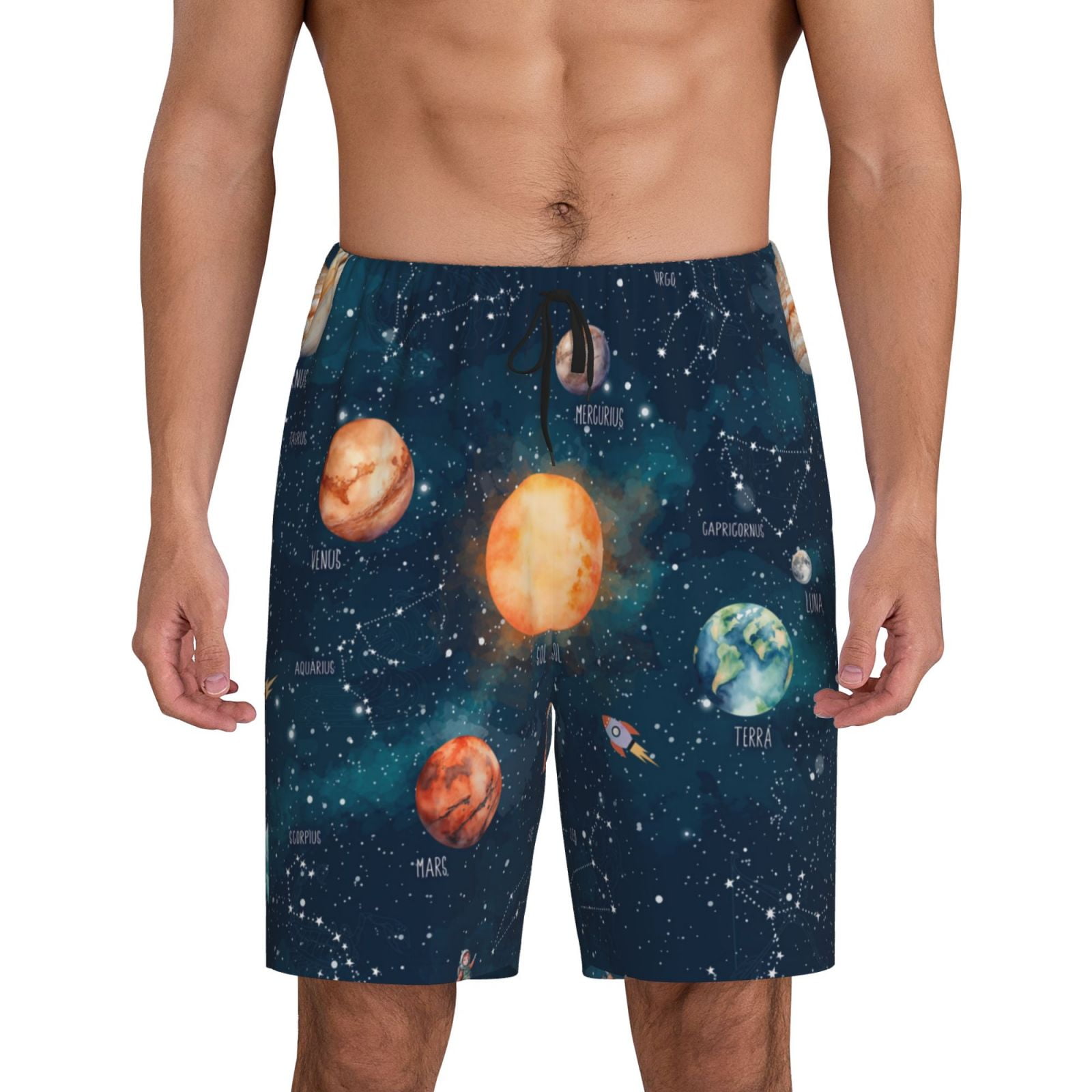 Yiaed Solar System And Planets for Men's Soft Sleep Pajama Short ...