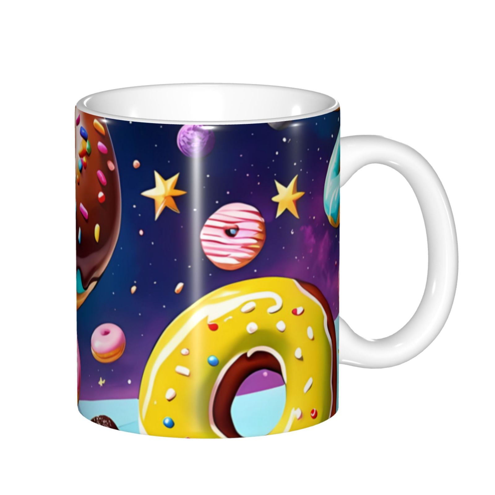 Yiaed Space Colorful Donut Print Ceramics Coffee,Large Handle Design ...