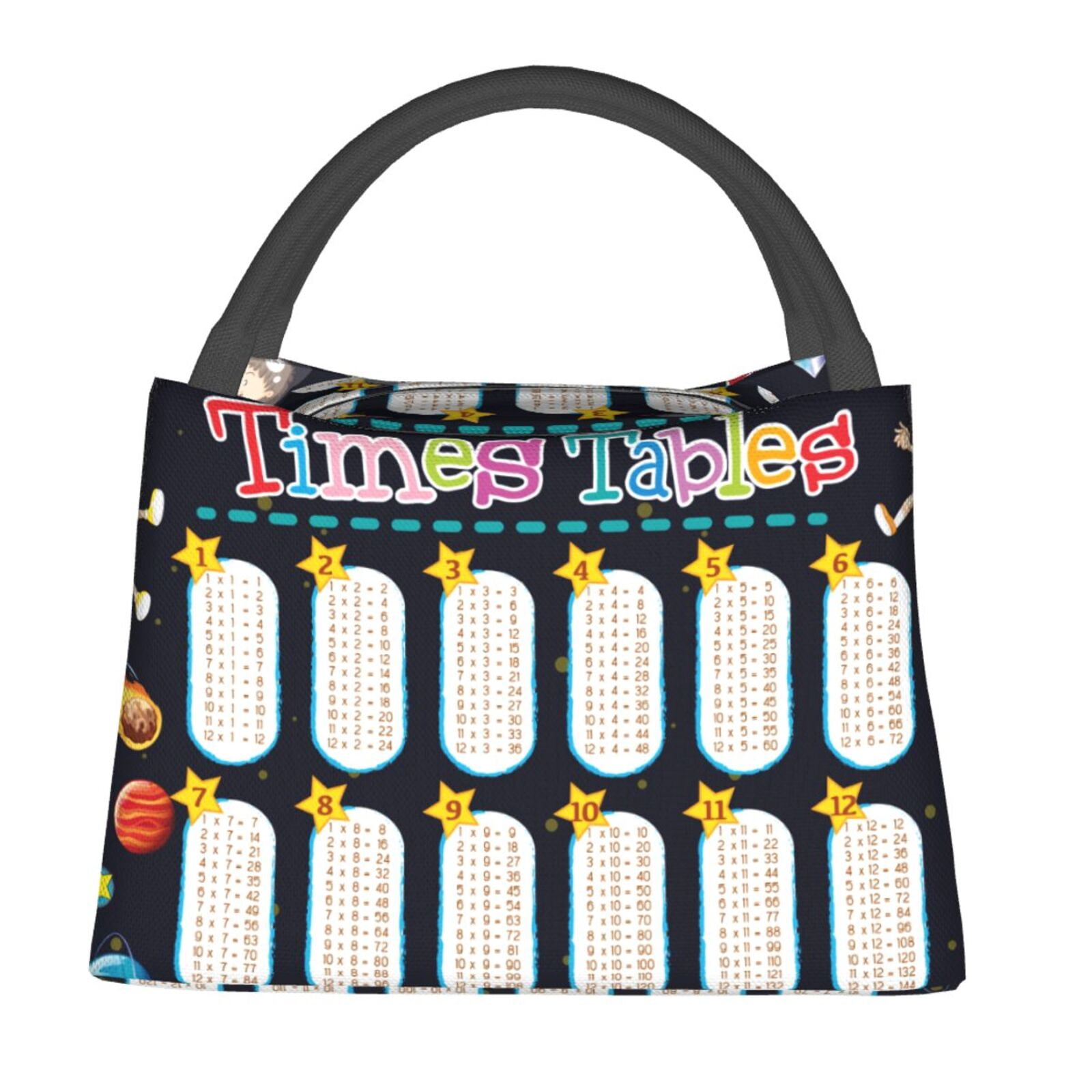 Yiaed Space Math Times Tables Print Lunch box lunch bag Portable ...