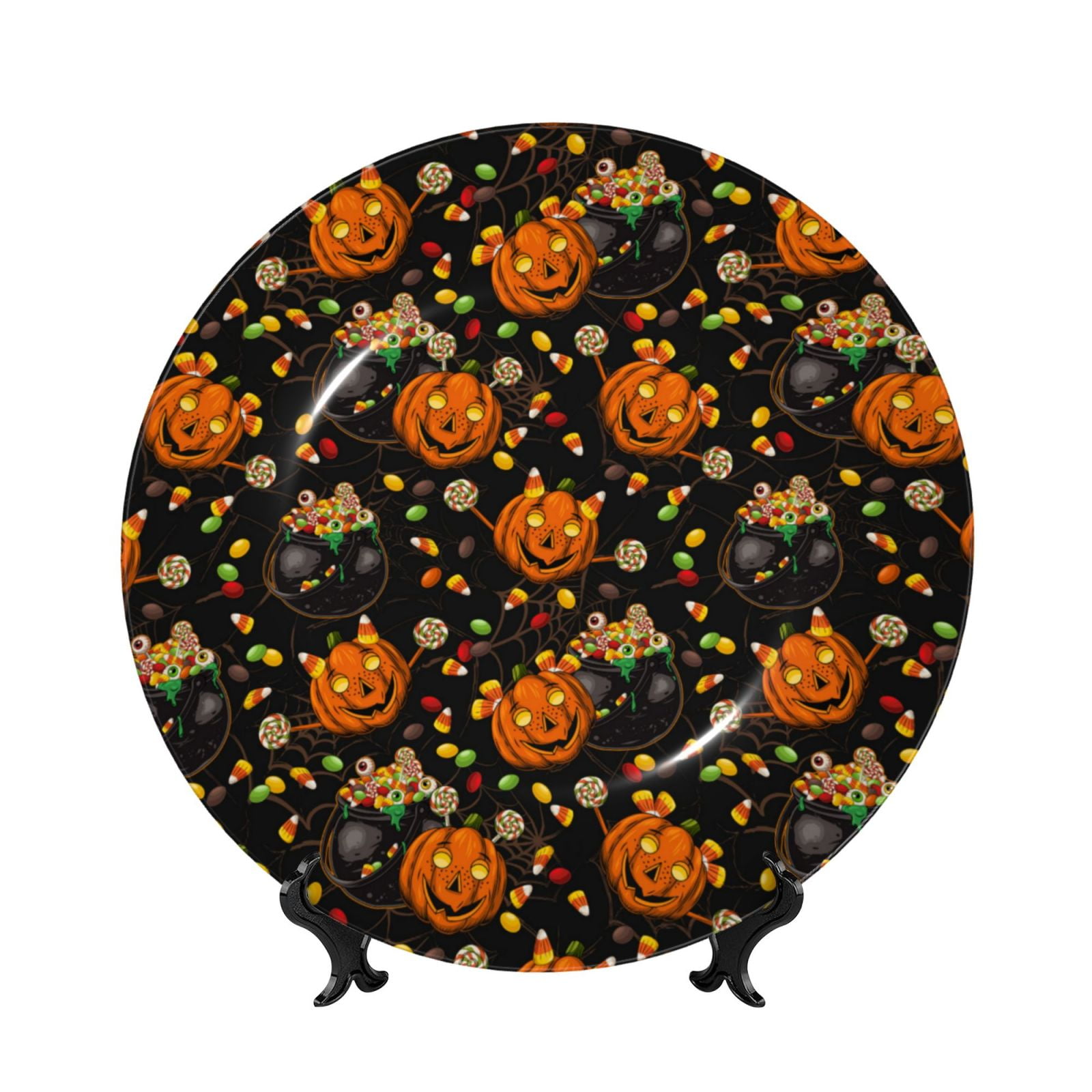 Yiaed Spooky Sweets Print Bone China Decorative Plate Ceramic Dinner ...