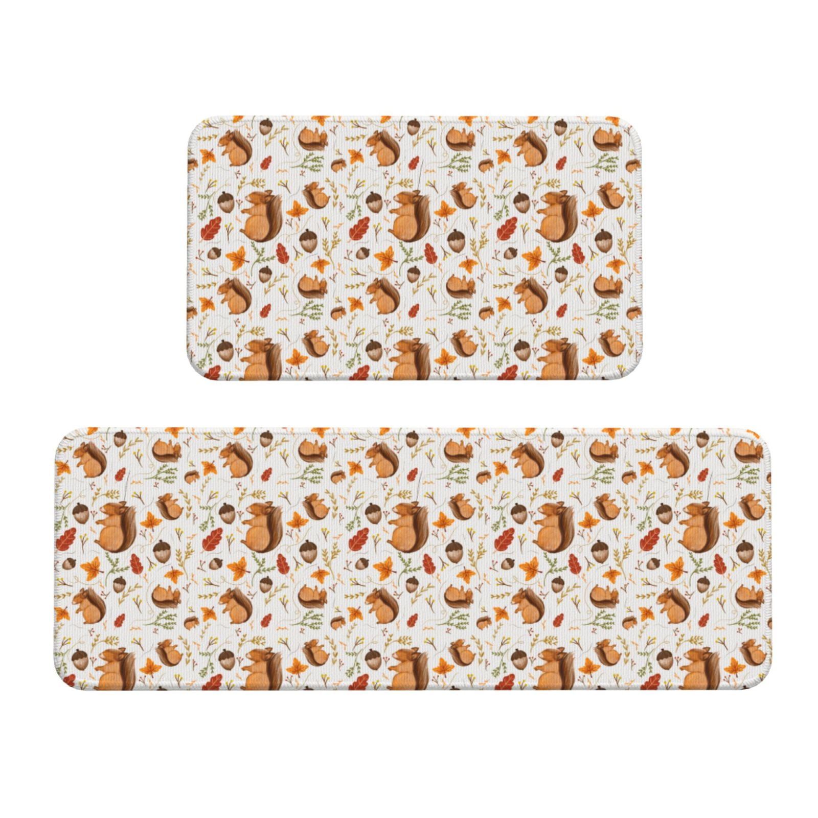 Yiaed Squirrel Kitchen Rugs Sets of 2 Kitchen Mats Cushioned Anti ...