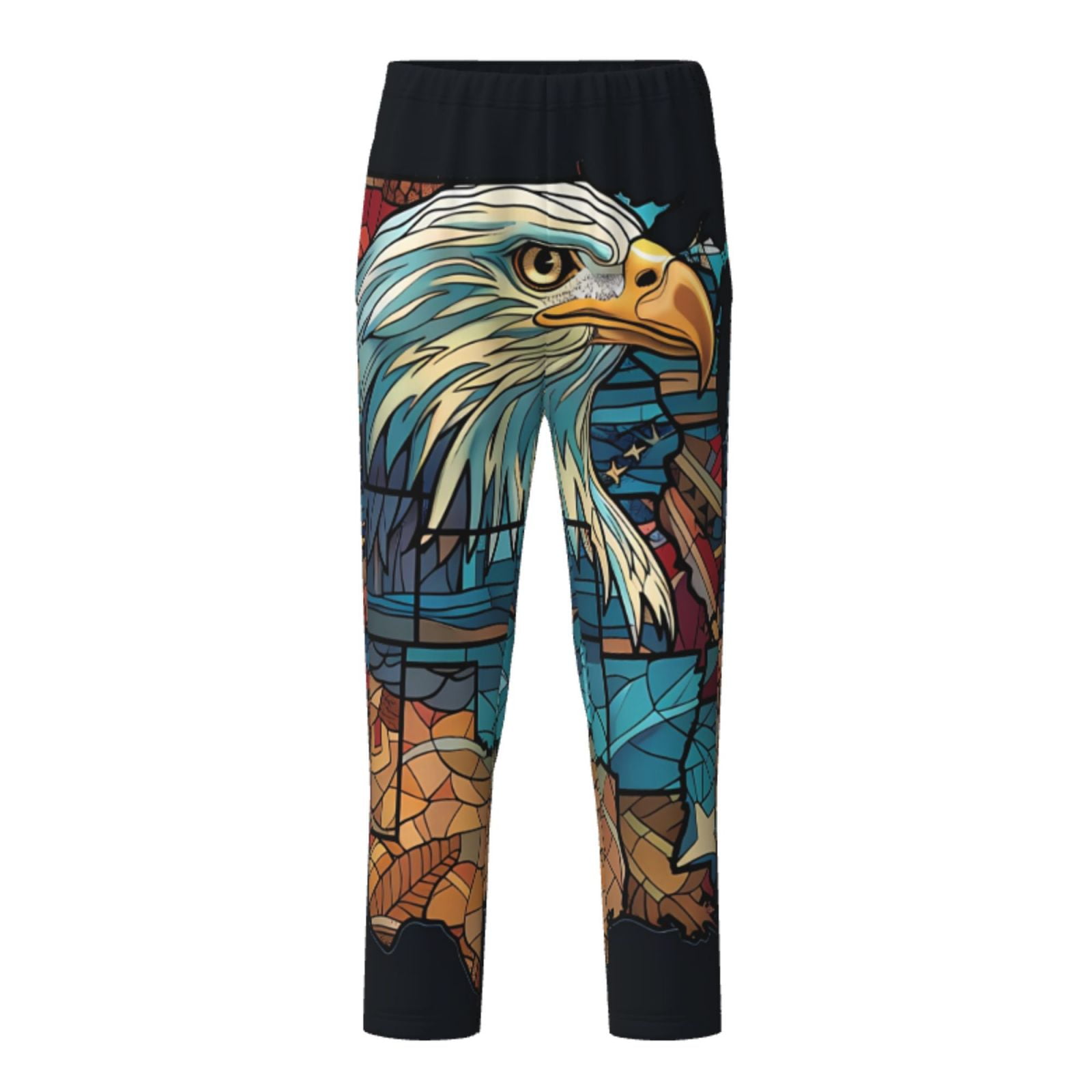 Yiaed Stained Glass Eagle USA Print Teenagers' Lounge Pants, Loose PJ ...