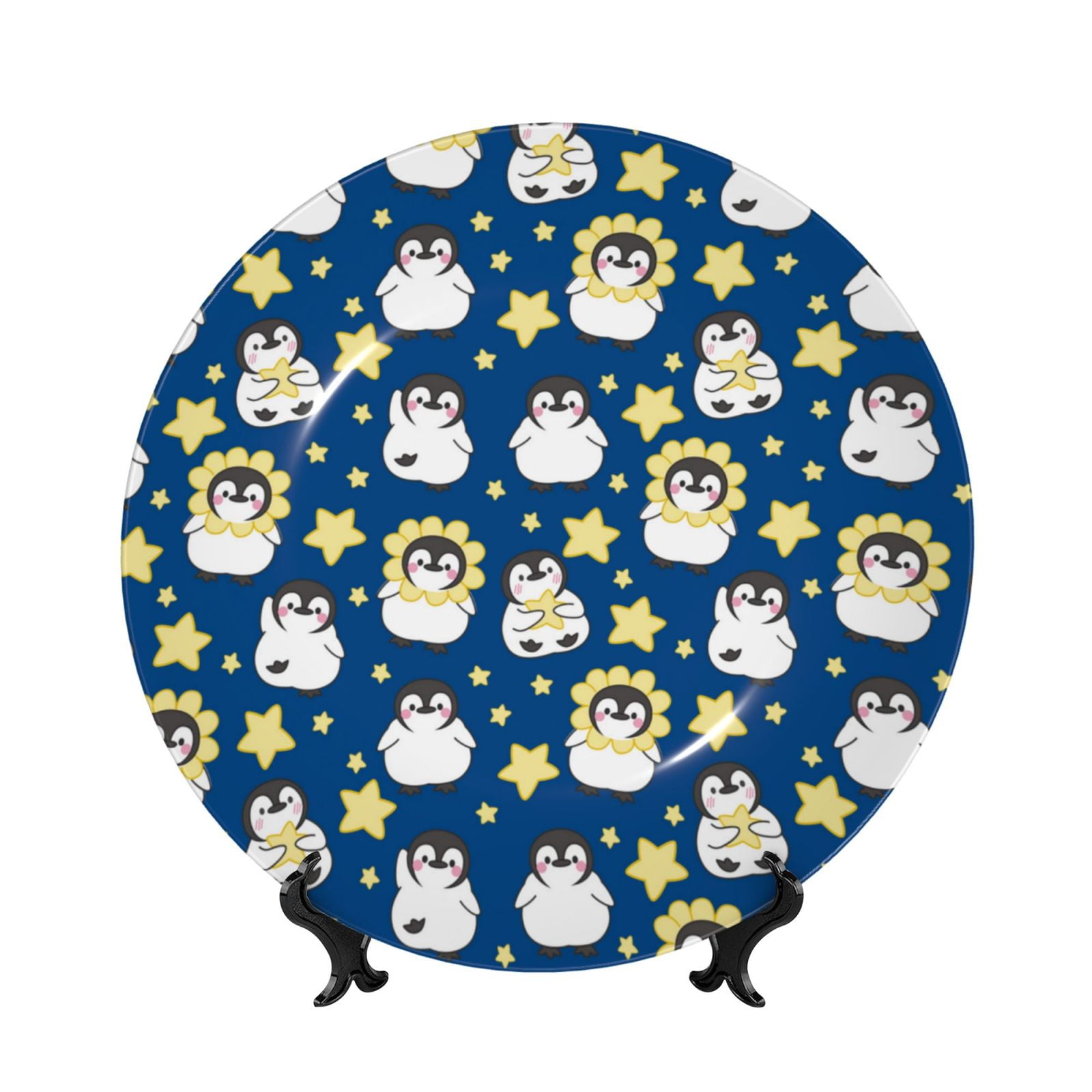 Yiaed Star Penguin Print Bone China Decorative Plate Ceramic Dinner ...