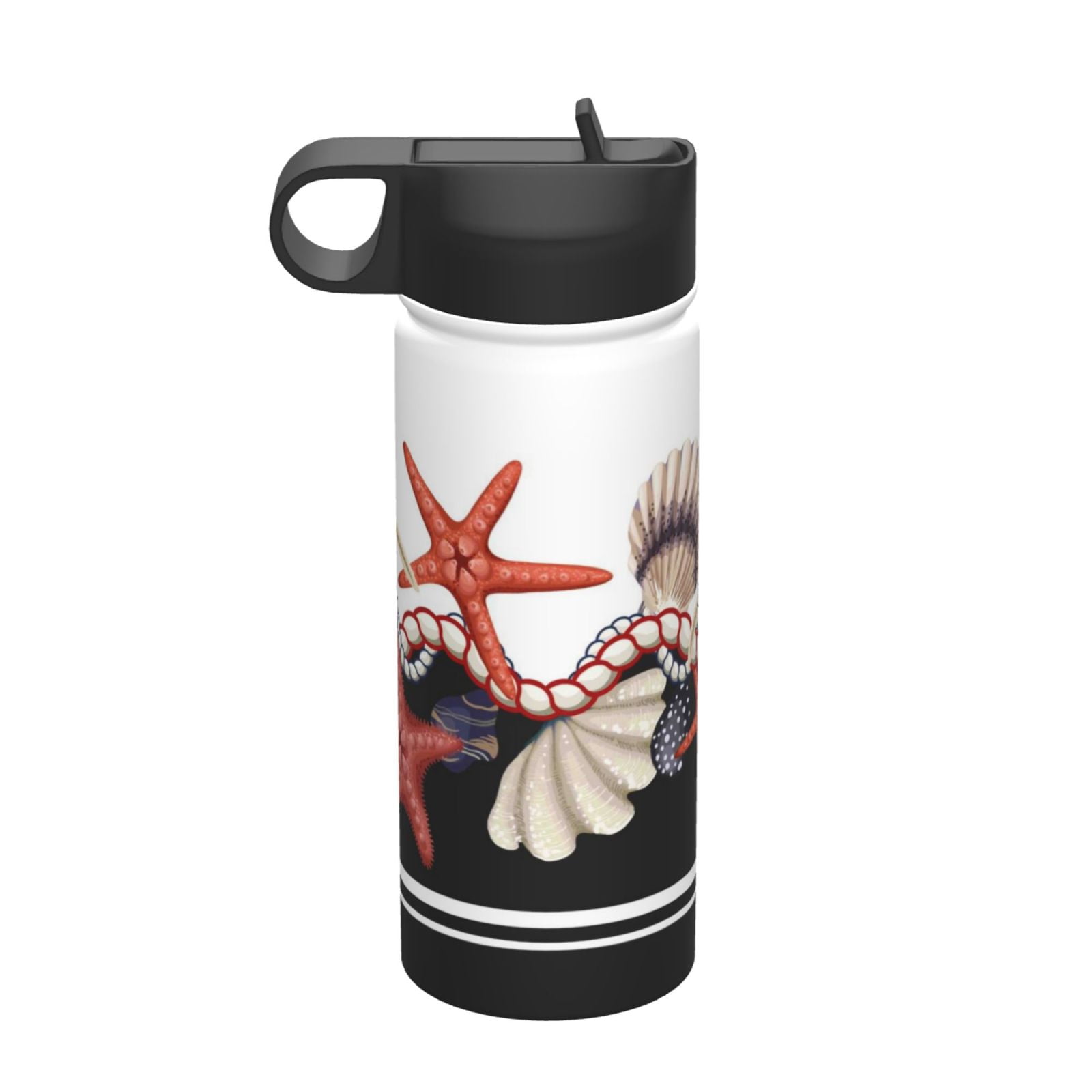 Yiaed Starfishes Shells Print Water Bottle with Straw Lid, Stainless ...