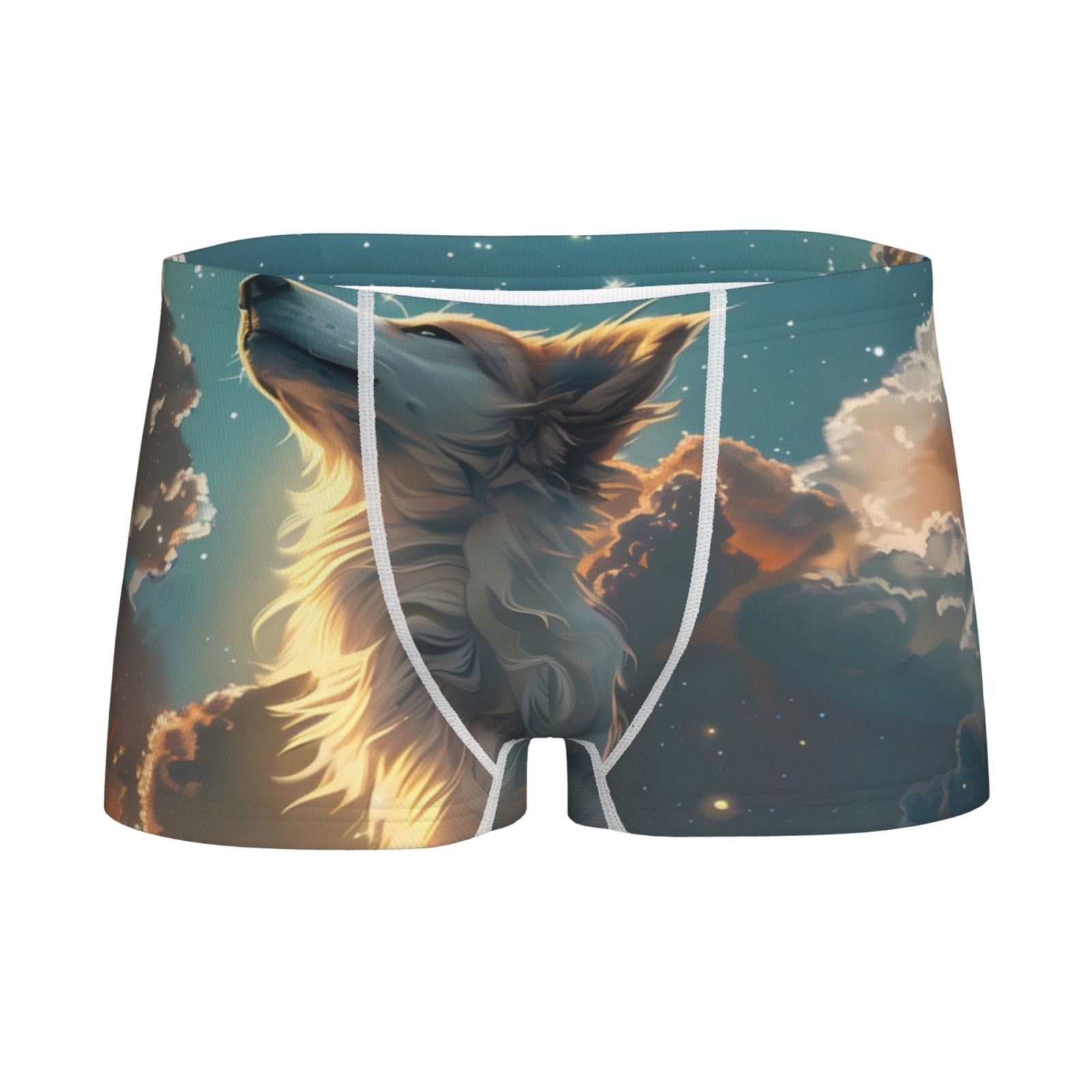 Yiaed Starry Sky Cloud Wolf Print Boys' Boxer Briefs Cotton Casual ...