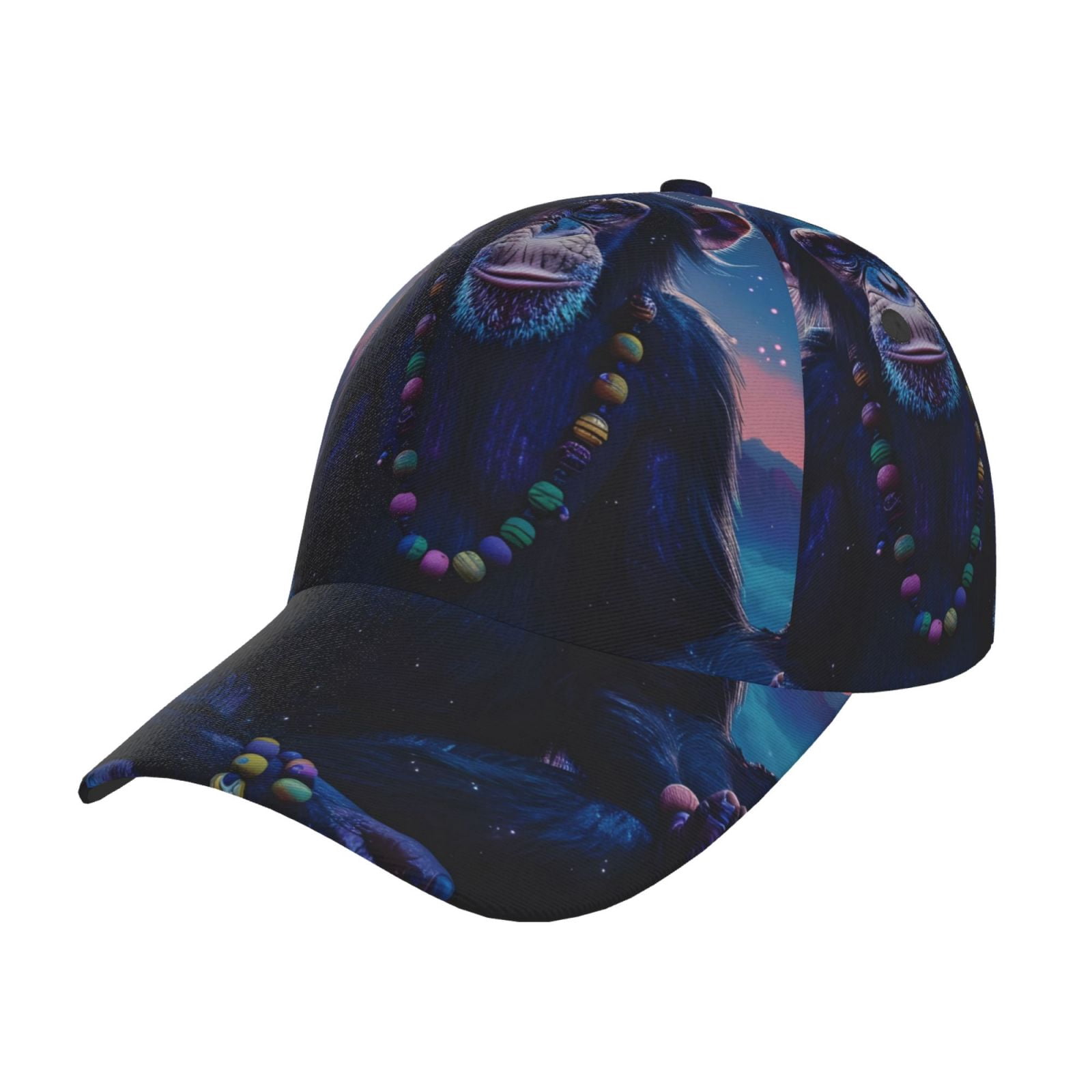 Yiaed Starry Sky Meditating Chimpanzees Print Cap Adjustable Size for ...