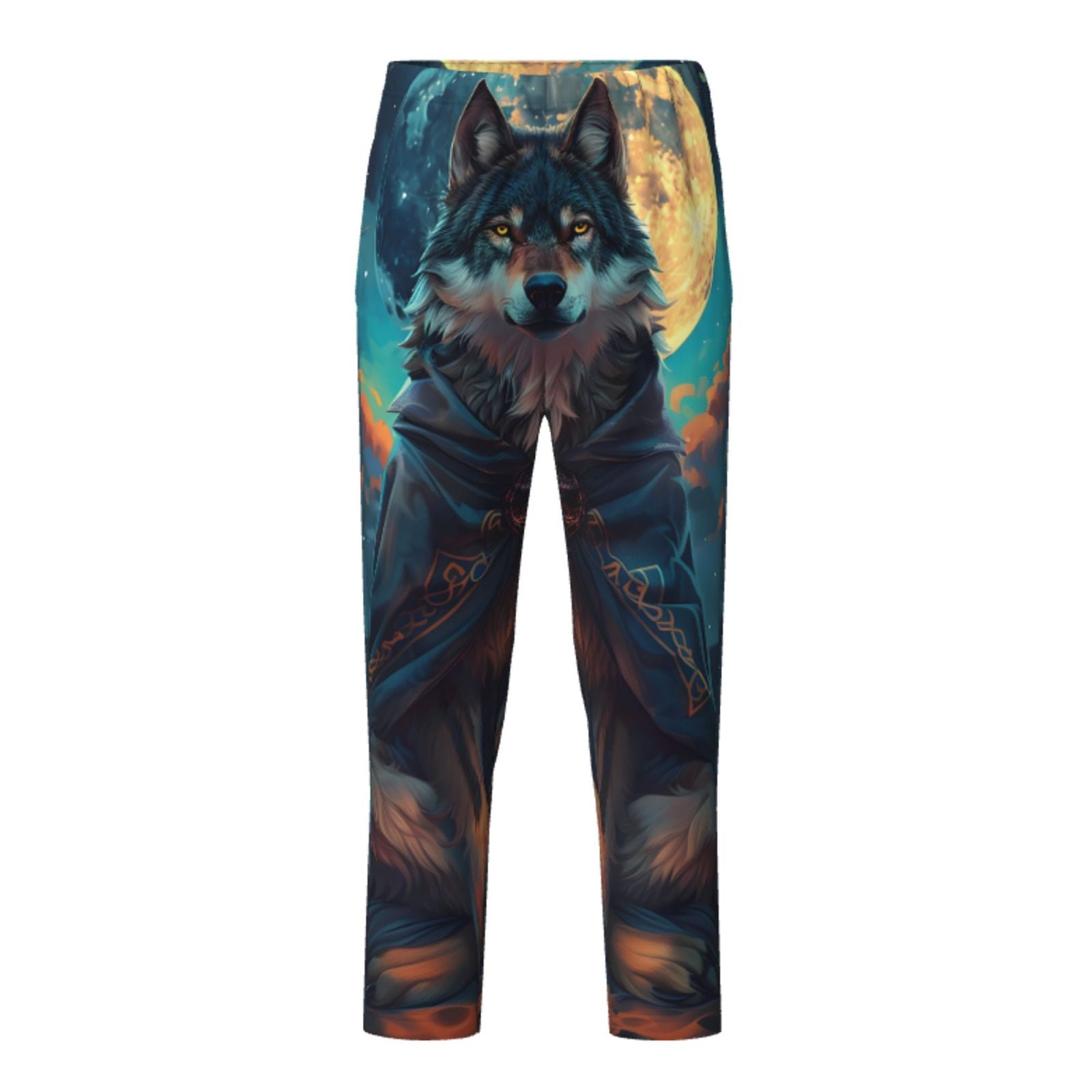 Yiaed Starry Sky Moon Wolf Leader Print Teenagers' Lounge Pants, Loose ...