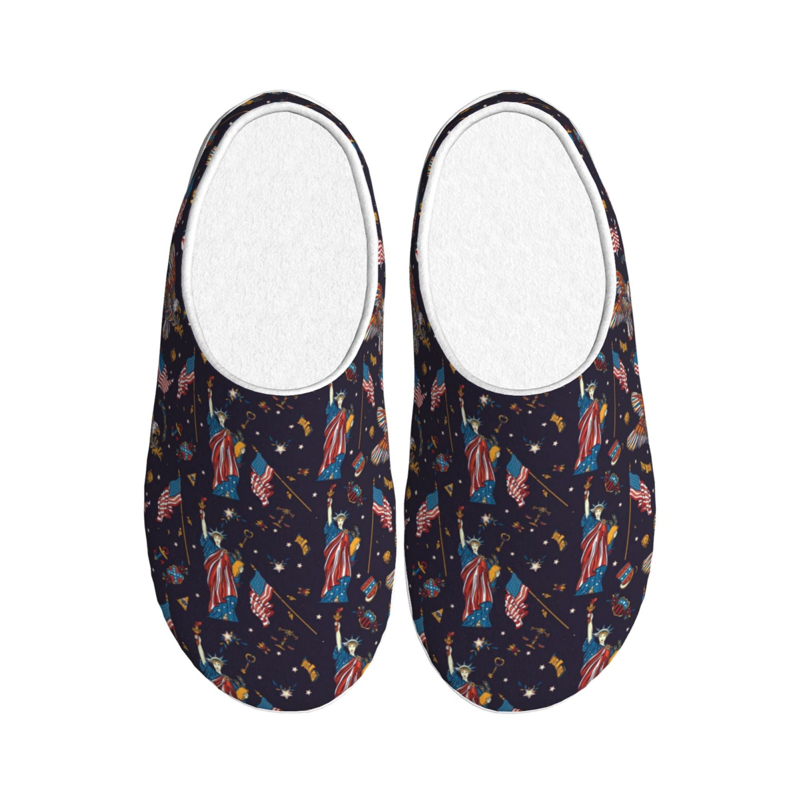Yiaed Statue Of Liberty Eagle Print Slippers Fuzzy Warm Cozy Slippers ...
