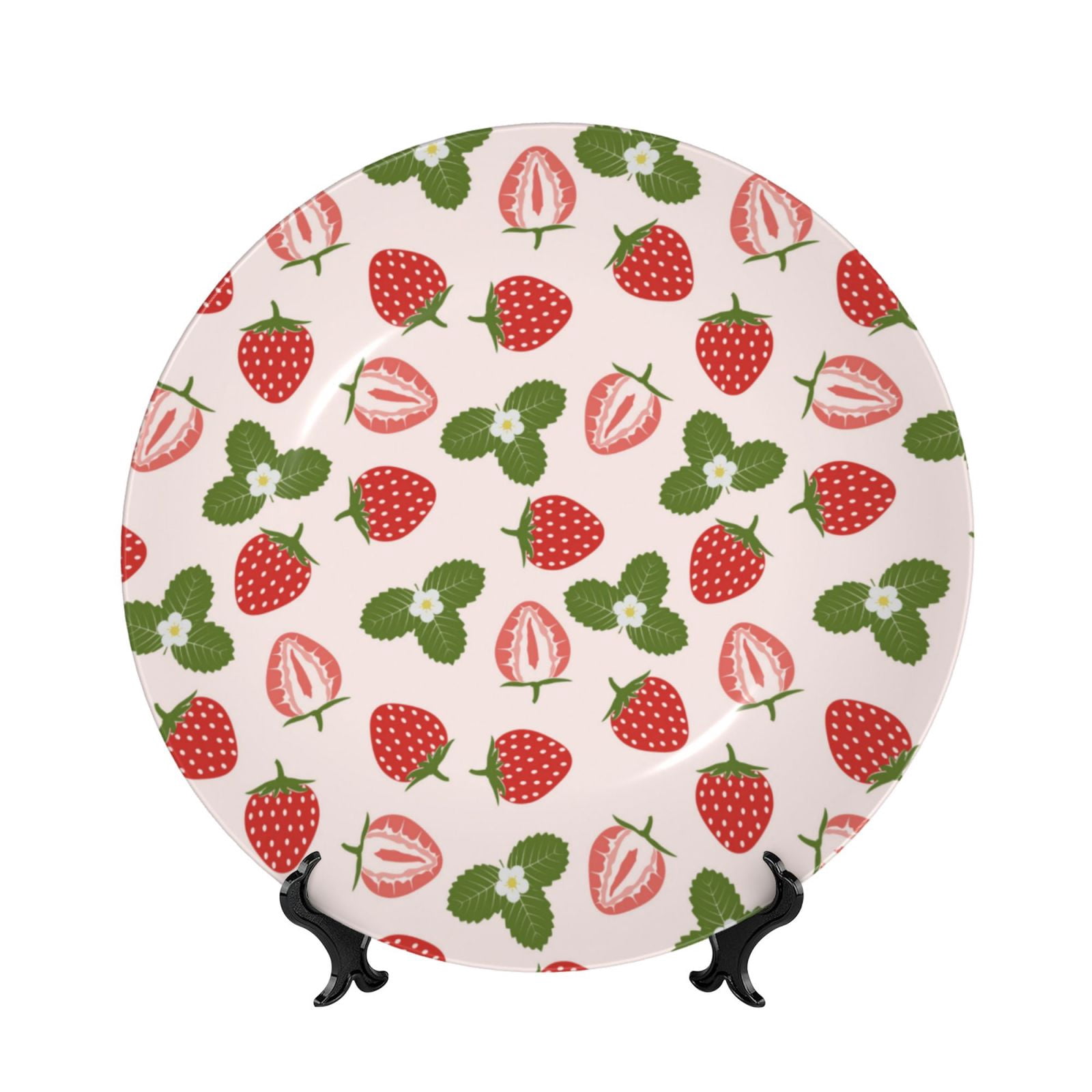 Yiaed Strawberries And Leaf Print Bone China Decorative Plate Ceramic ...