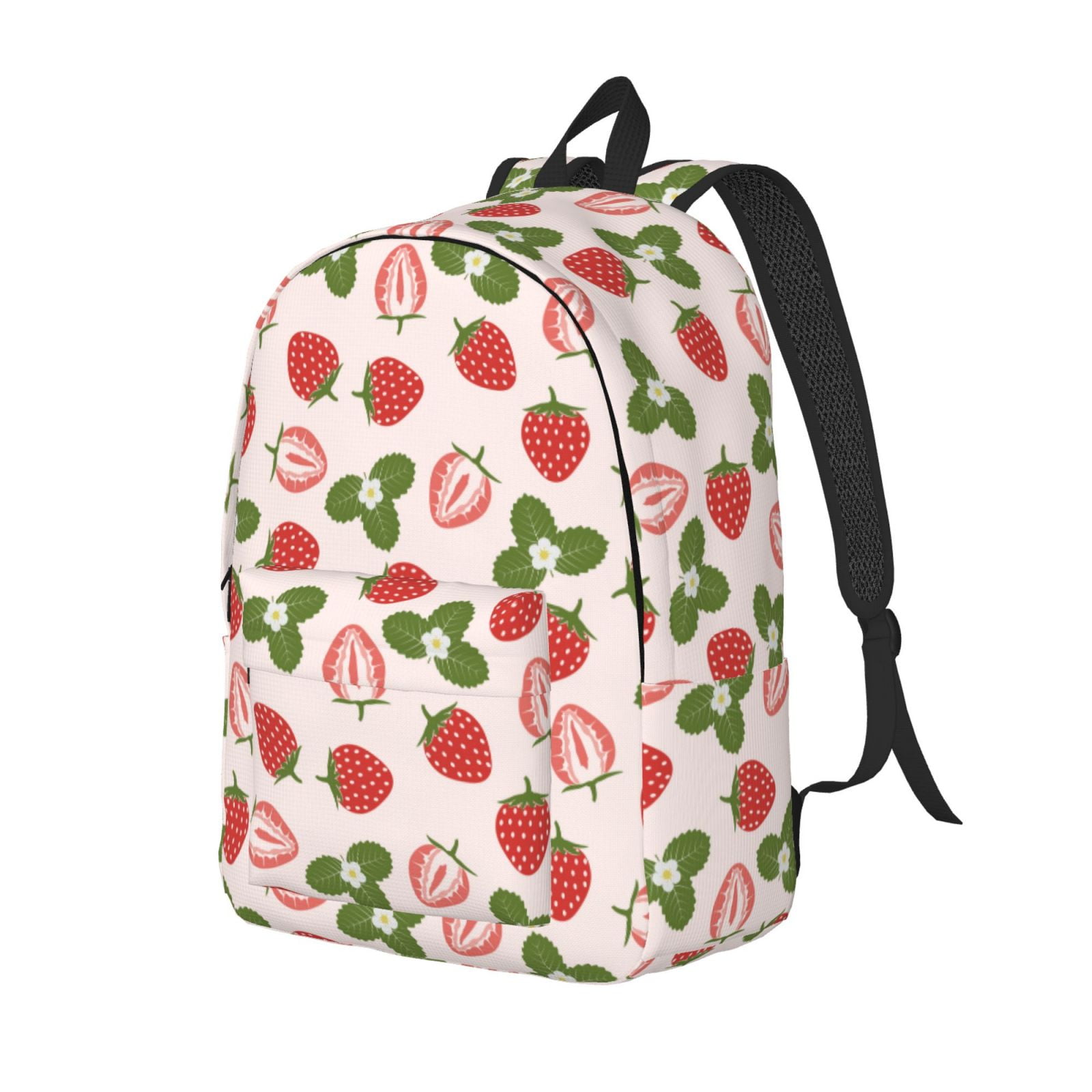 Yiaed Strawberries And Leaf Print Print Laptop Backpack Travel Canvas ...