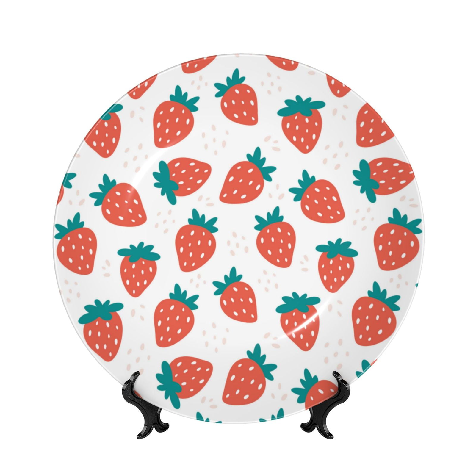 Yiaed Strawberries Print Bone China Decorative Plate Ceramic Dinner ...