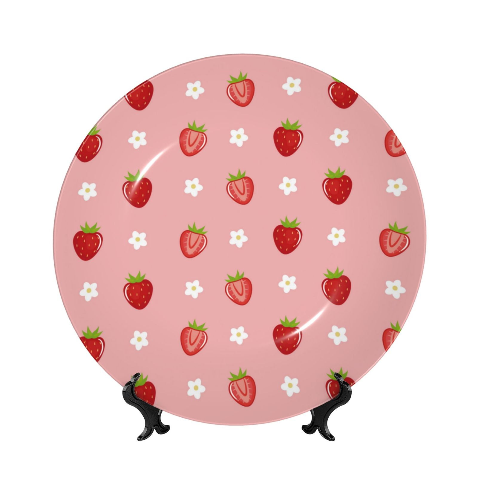 Yiaed Strawberries Print Bone China Decorative Plate Ceramic Dinner ...
