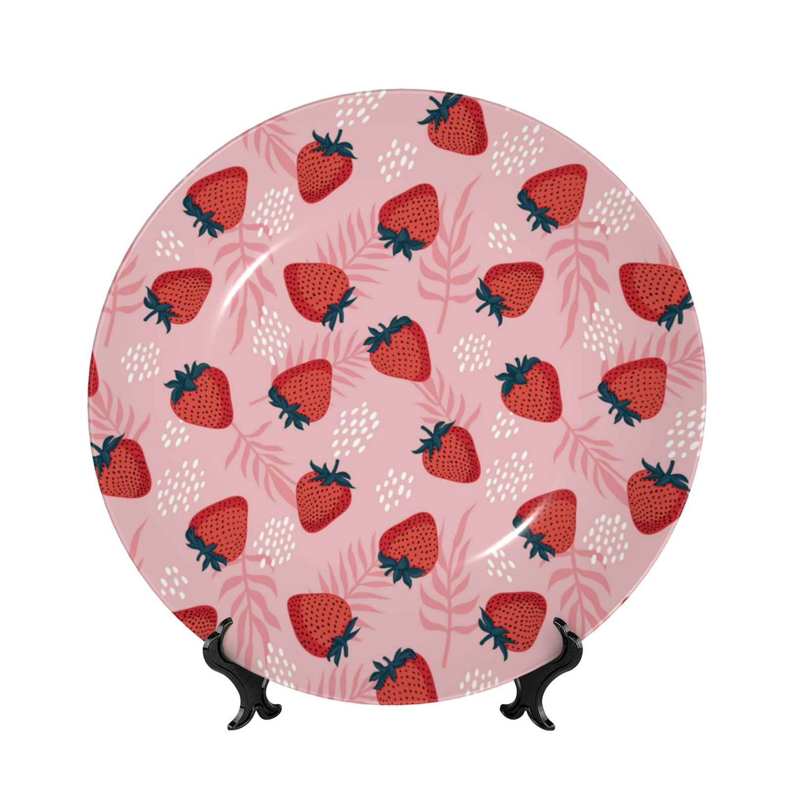 Yiaed Strawberries Print Bone China Decorative Plate Ceramic Dinner ...