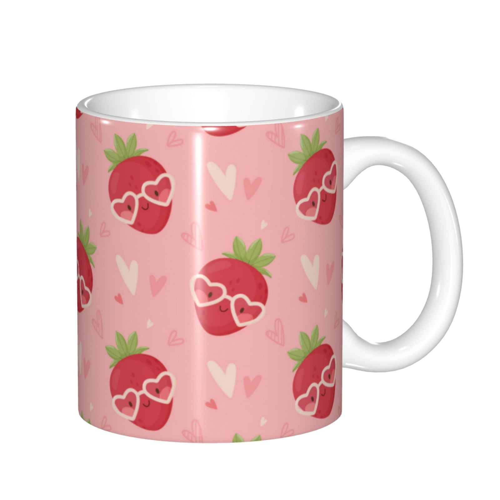 Yiaed Strawberries Print Ceramics Coffee,Large Handle Design,Extra ...