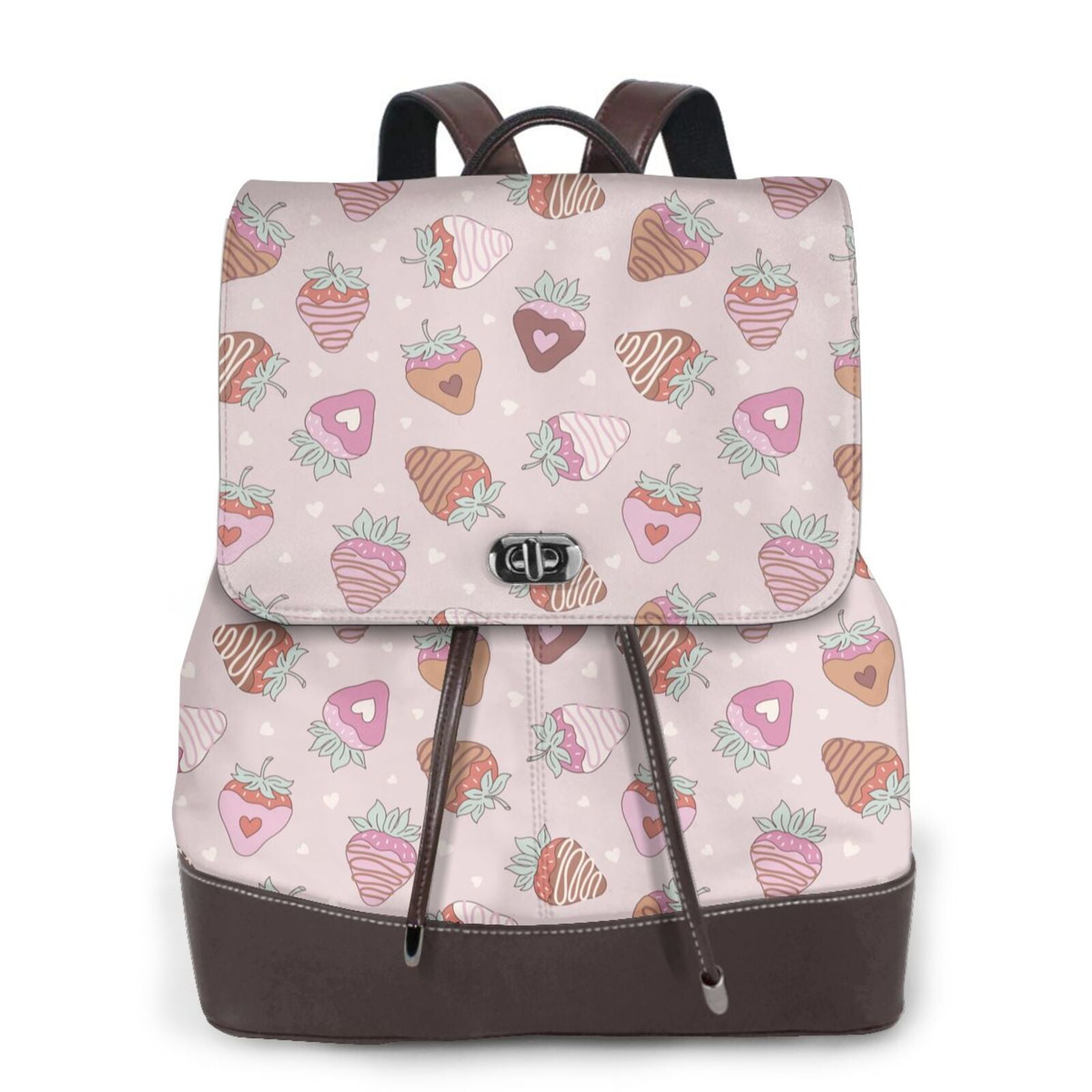 Yiaed Strawberry Cake Print Laptop Backpack for Women Slim Computer Bag ...