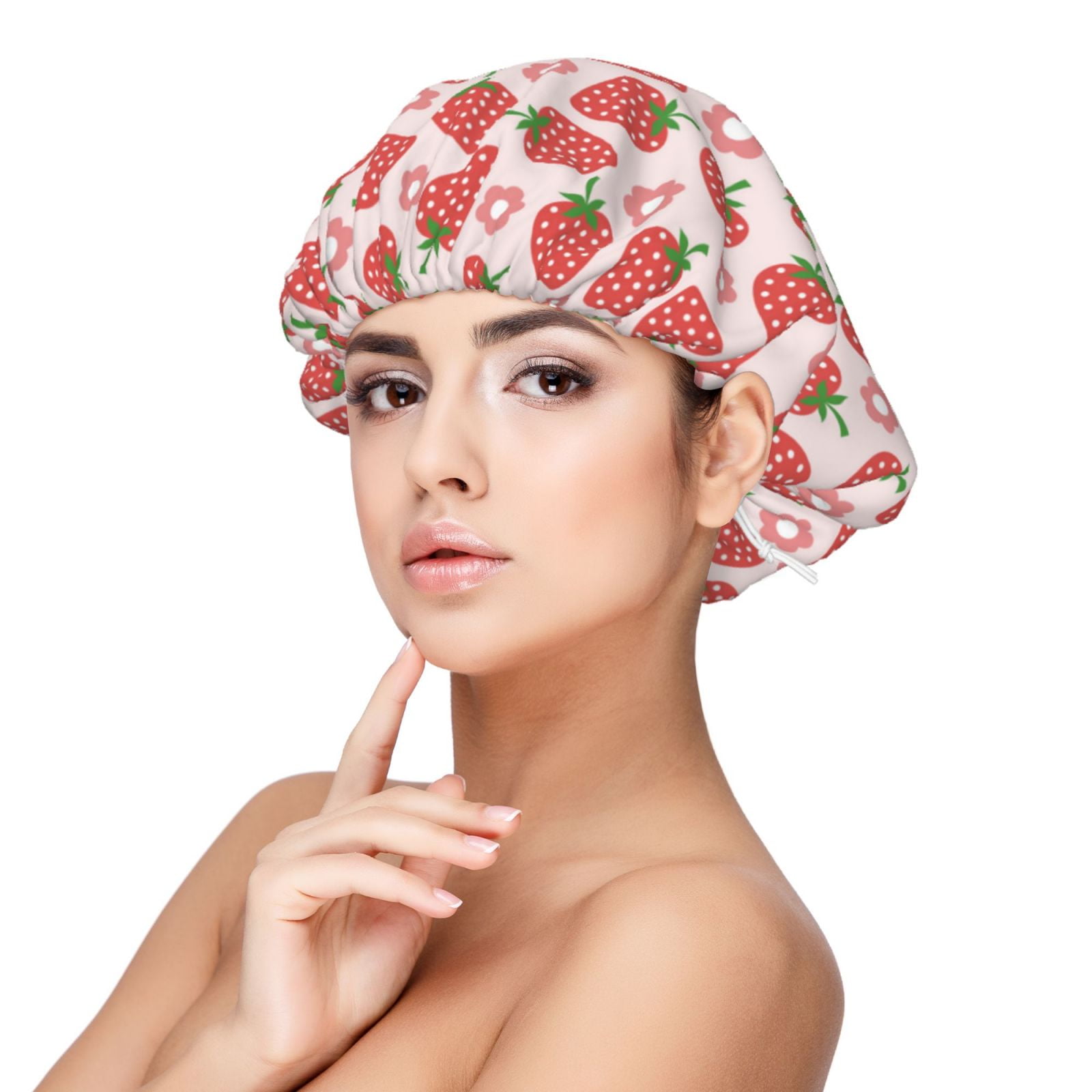 Yiaed Strawberry Flower Print Satin Bonnet Silk Bonnet Hair Bonnet for ...