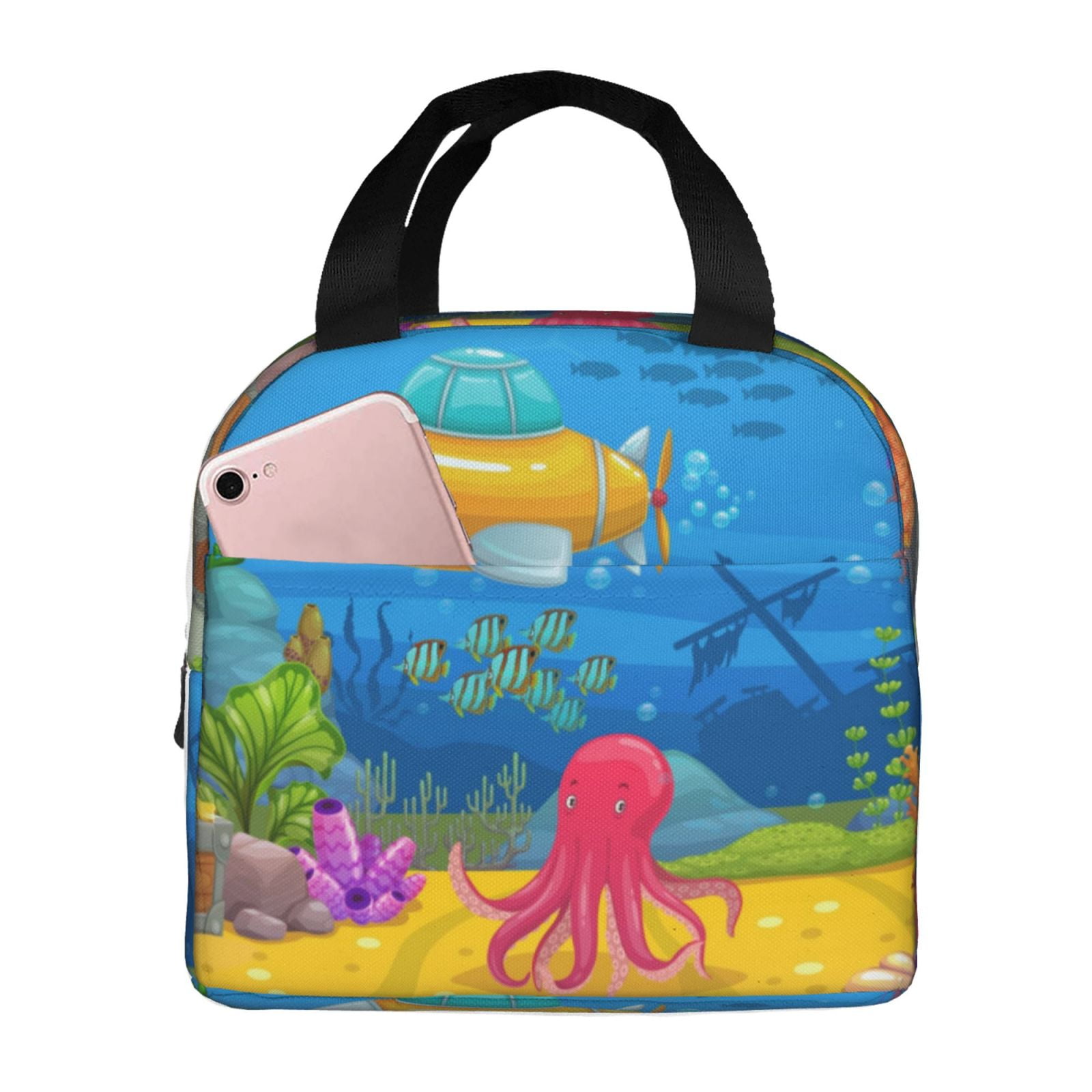 Yiaed Submarine And Landscape Print Insulated Lunch Bag Reusable Cute ...