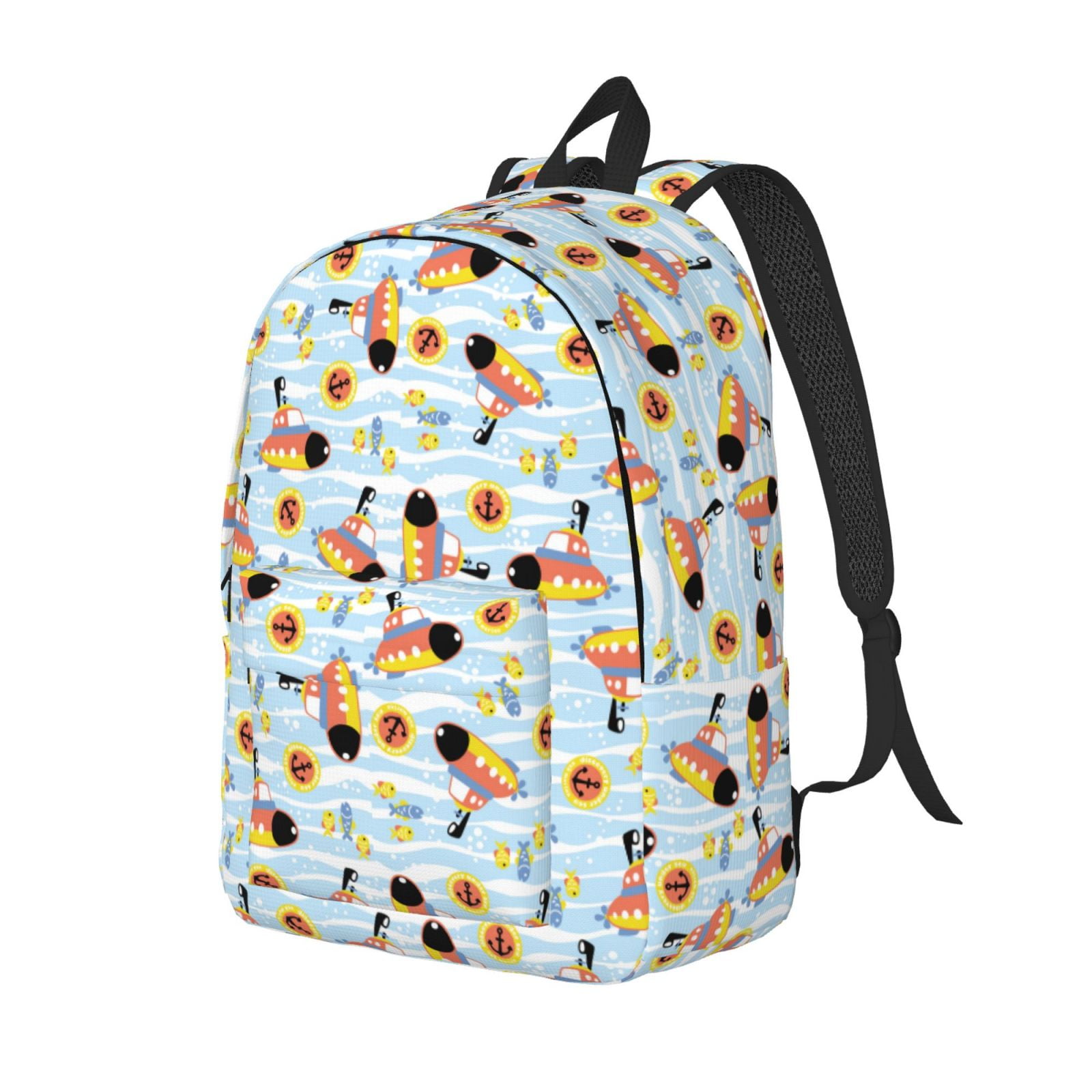 Yiaed Submarine With Fishes Undersea Print Print Laptop Backpack Travel ...