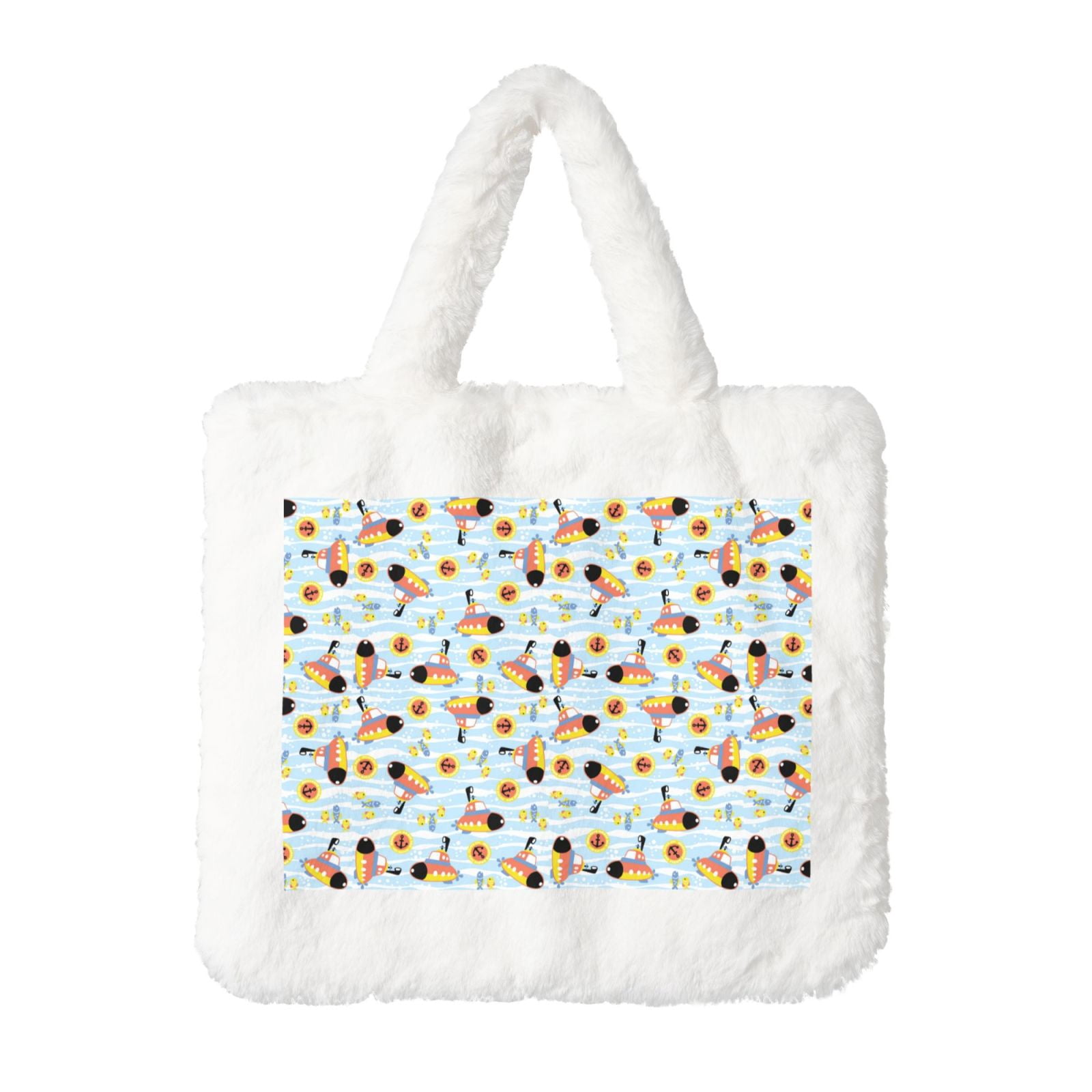 Yiaed Submarine With Fishes Undersea Print Fluffy Shoulder Bag Plush ...