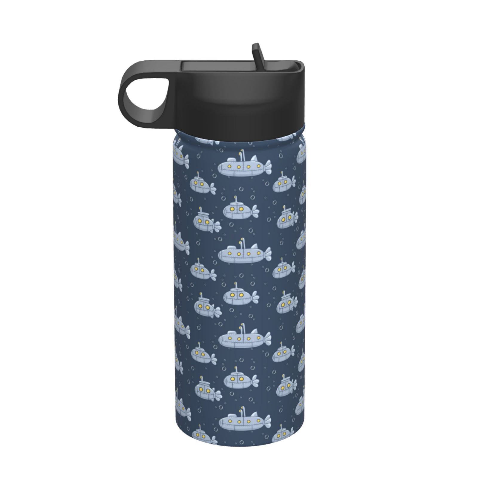 Yiaed Submarine With Periscope Print Water Bottle with Straw Lid ...