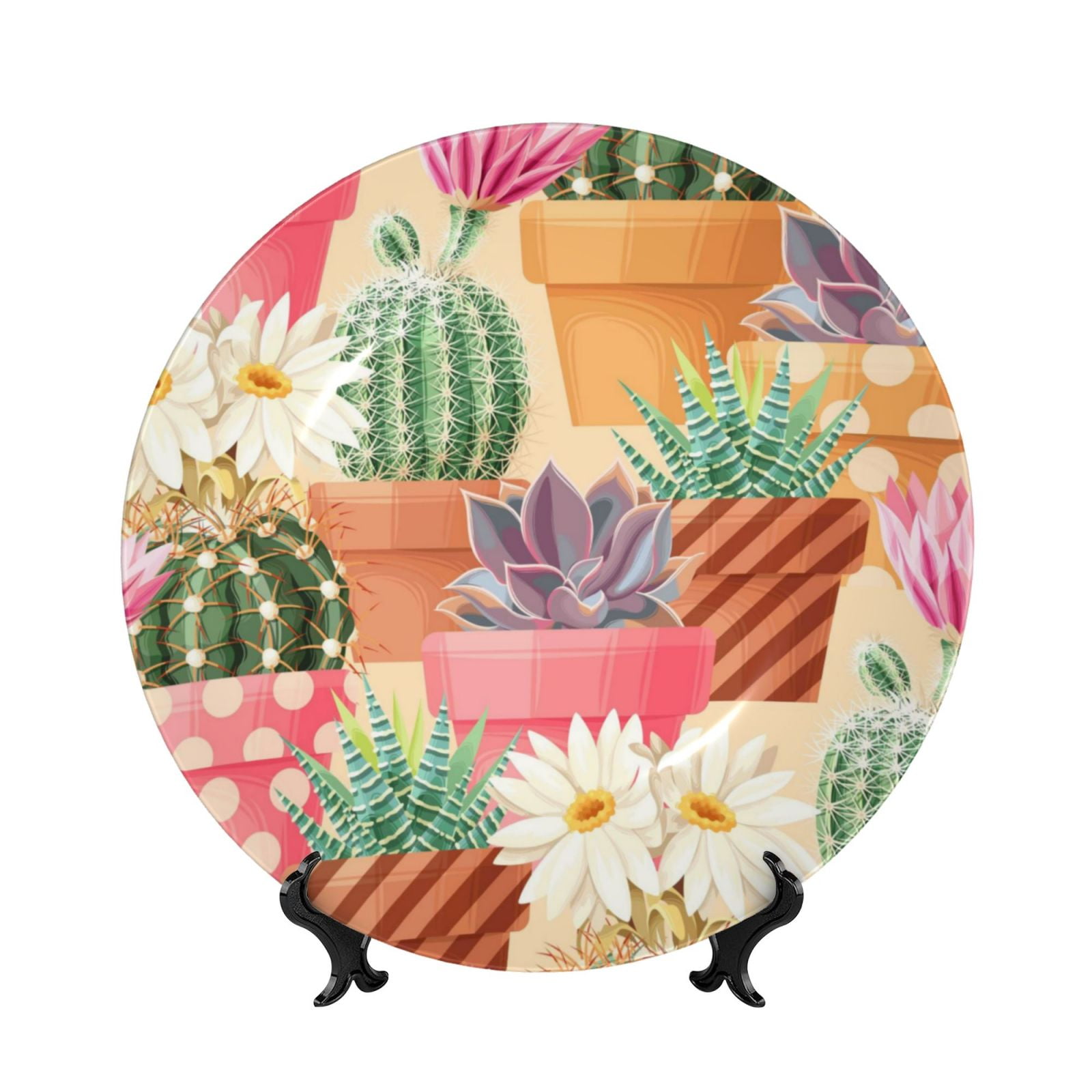 Yiaed Succulent And Cactus Print Bone China Decorative Plate Ceramic ...
