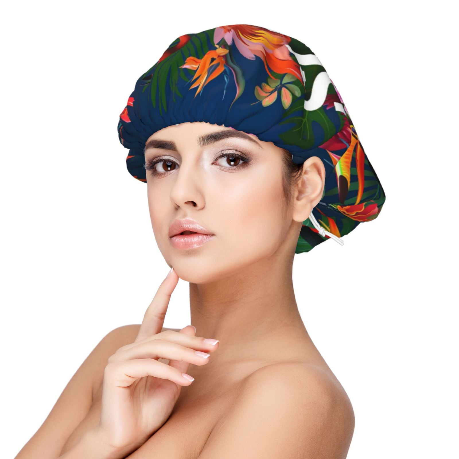 Yiaed Summer Birds and Flowers Print Satin Bonnet Silk Bonnet Hair ...